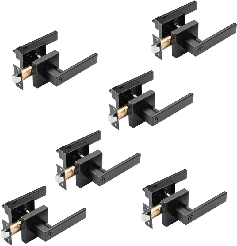 6 Pack Matte Black Privacy Door Handles, L-Shaped Lever Knobs for Bed ...
