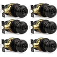 6 Pack Matte Black Privacy Door Knobs Interior, Classic Round Shape ...