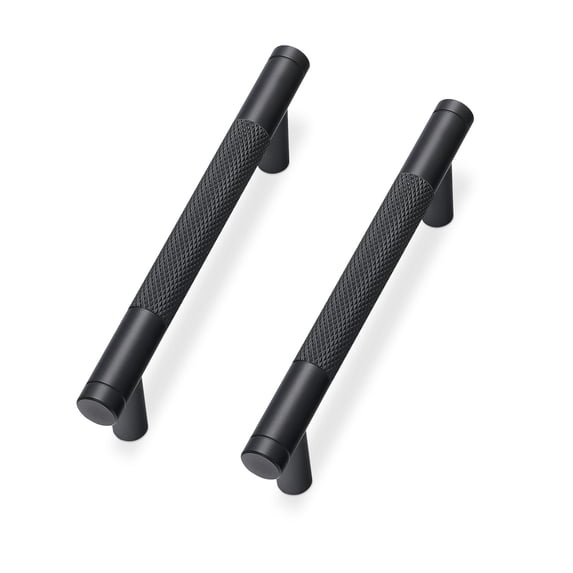6 Pack Matte Black and Champagne Bronze Cabinet Pulls knurled 5 Inch ...