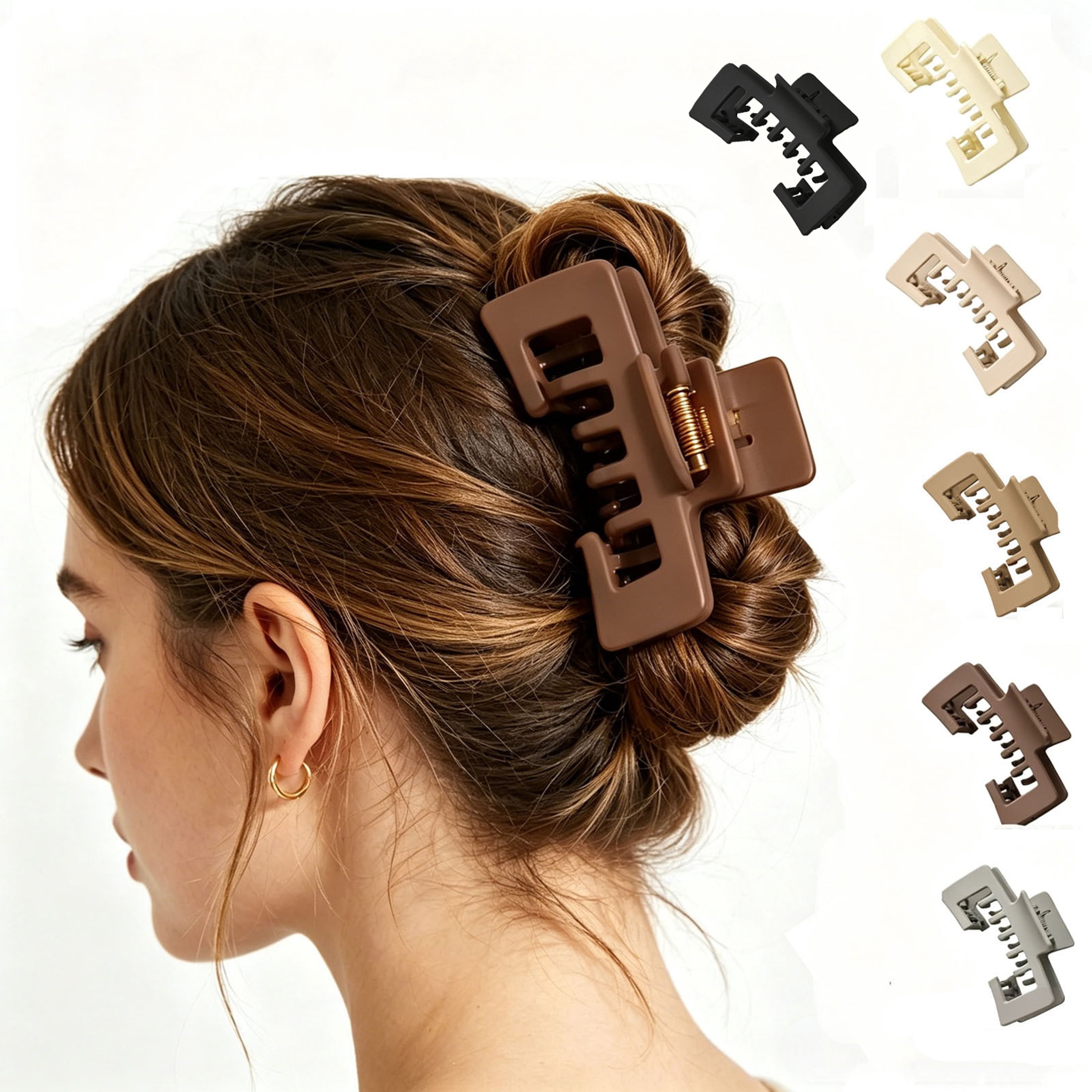 6 Pack Matte Rectangular Hair Claw Clips, Strong Spring Non Slip Jaw ...