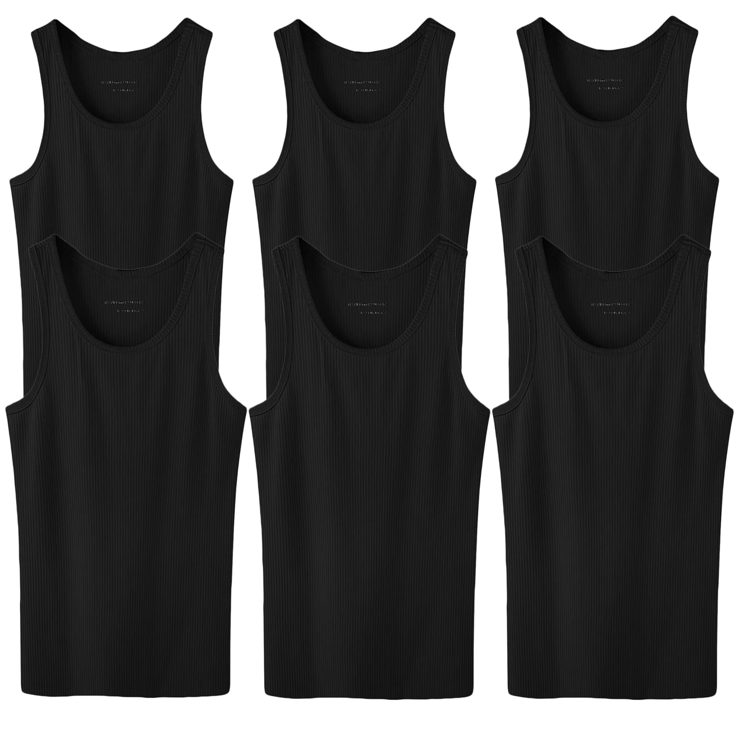 Glory Max Men's 6 Pack 100% Cotton Ribbed Tank Tops, Tagless, Extra ...