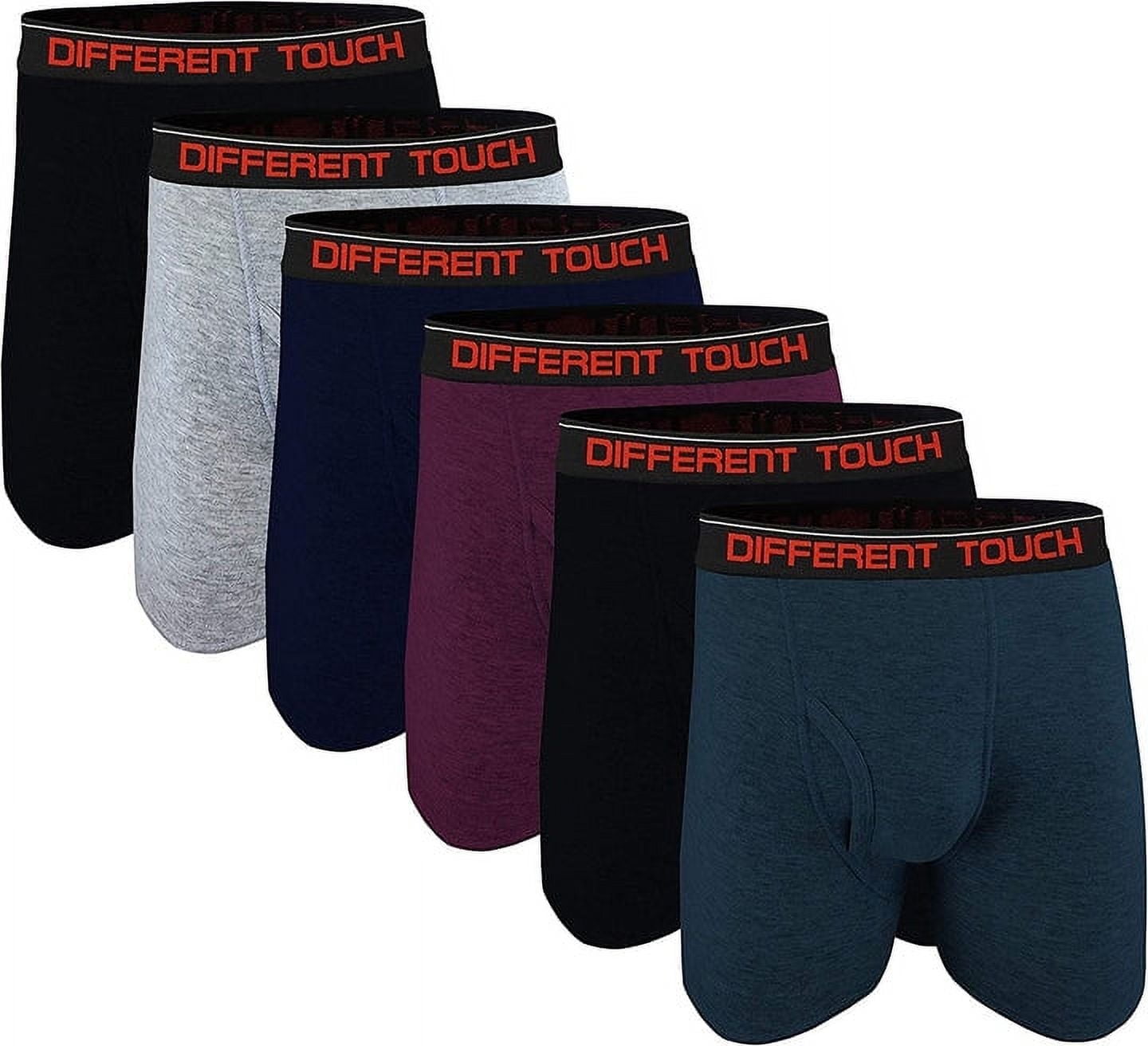 Different Touch Men's Big and Tall Boxer Briefs, 6 Pack, Tagless ...