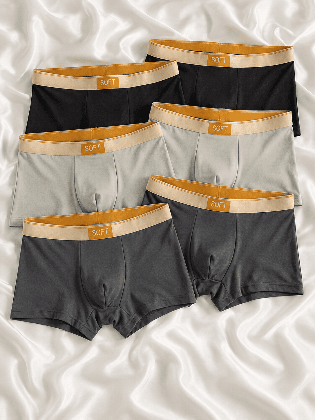 6 Pack Men's Boxer Briefs, 95% Polyester 5% Spandex, SOFT Elastic ...