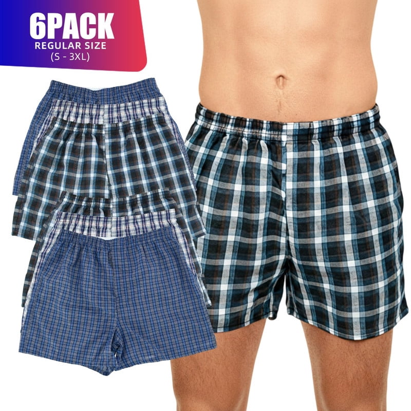 6 Pack Men's Boxer Shorts Random Mixed Color Pack Woven Relaxed Fit ...