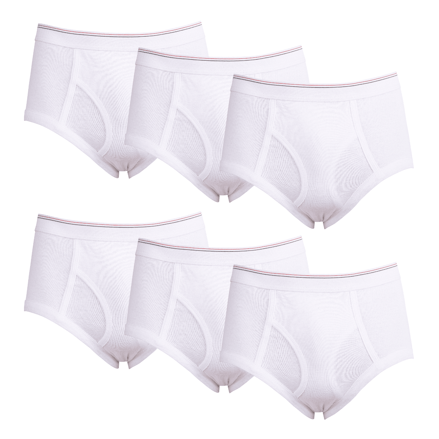 6 Pack Men's Briefs 100% Cotton Tag-Free Classics Elastic Waist ...