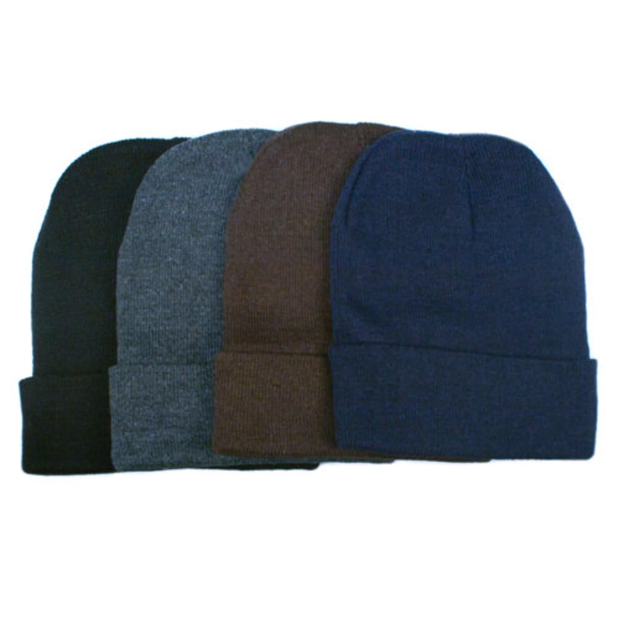 6-Pack Men's Polyester Beanie, Assorted Solid Multi-Color, One Size ...