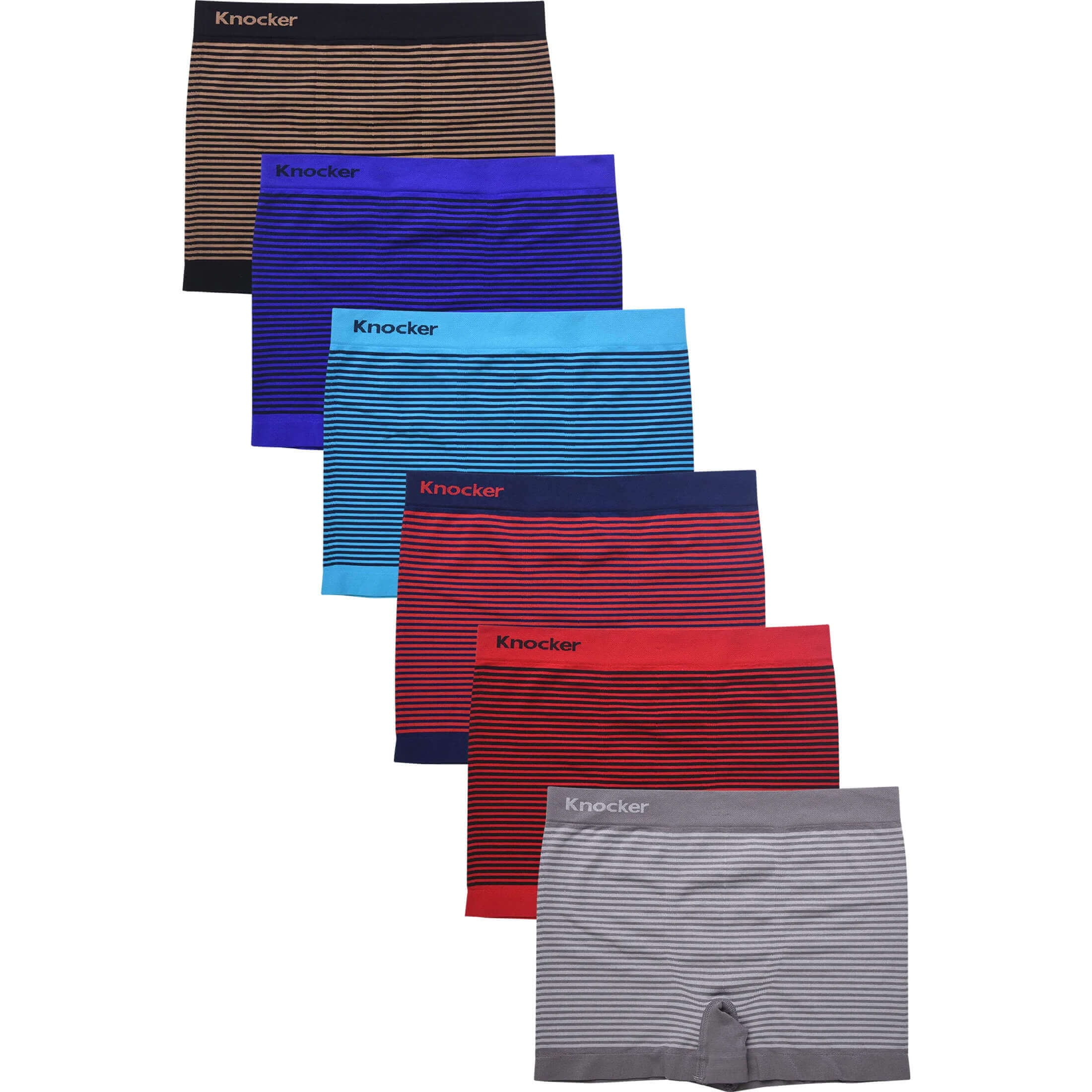 6-Pack Men's Seamless Short Boxer Briefs Underwear, Candy Stripes Multi ...
