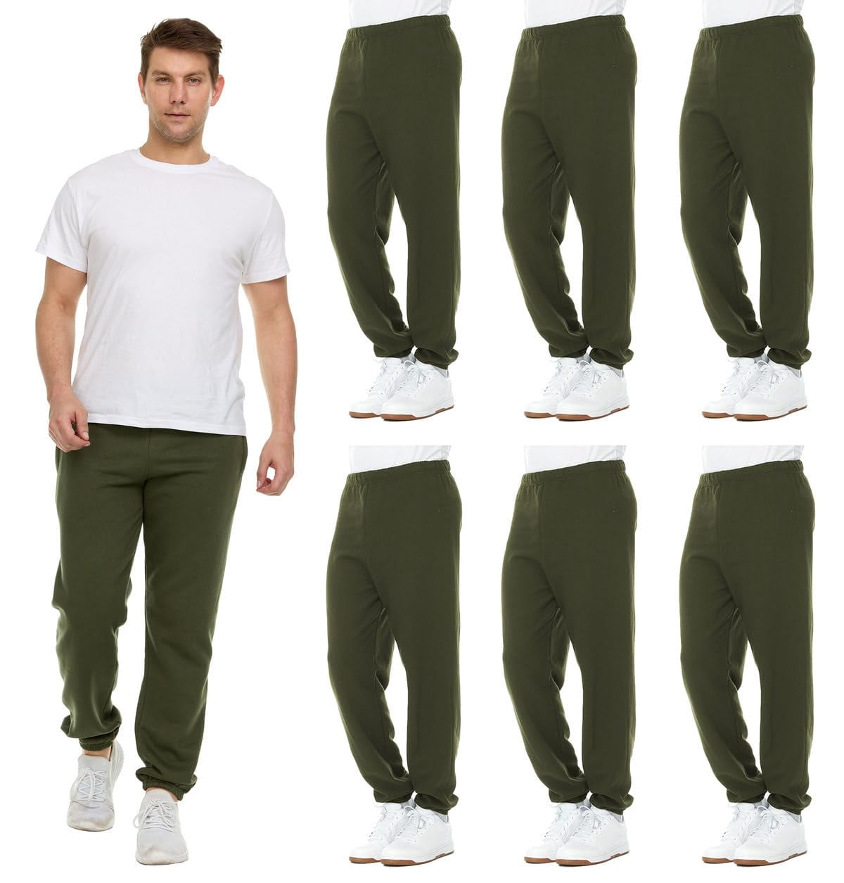 6 Pack Men’s Wholesale Jogger Sweatpants Green, Comfy Bulk Sweatpants ...