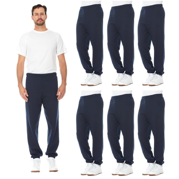 6 Pack Men’s Wholesale Jogger Sweatpants Navy Blue, Comfy Bulk ...