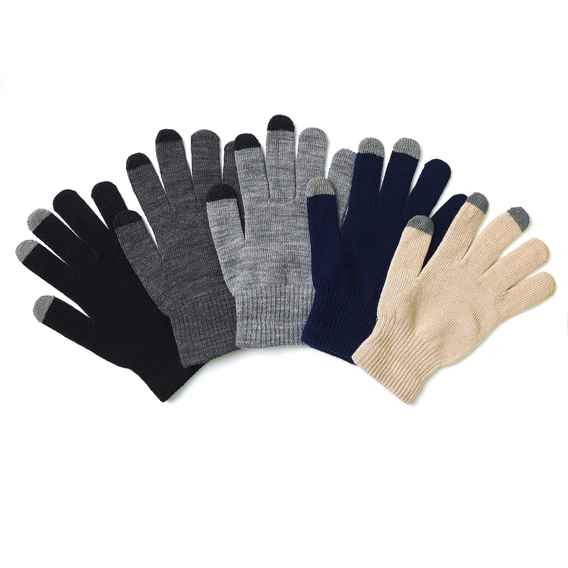 6-Pack Men's Winter Acrylic Touch Screen Magic Gloves, Assorted Solid ...