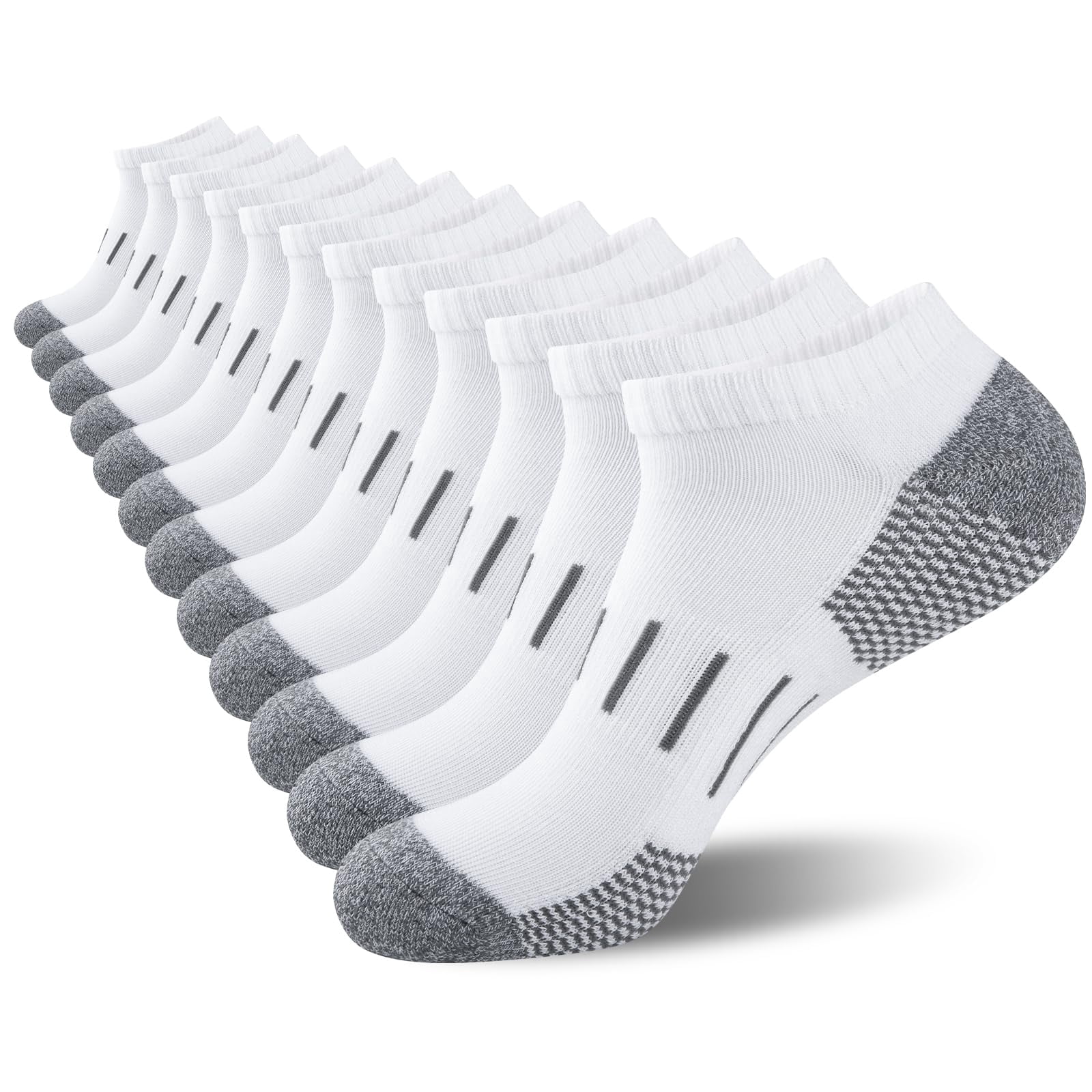 6 Pack Mens Athletic Ankle Socks Moisture Wicking Cushion Running Low ...