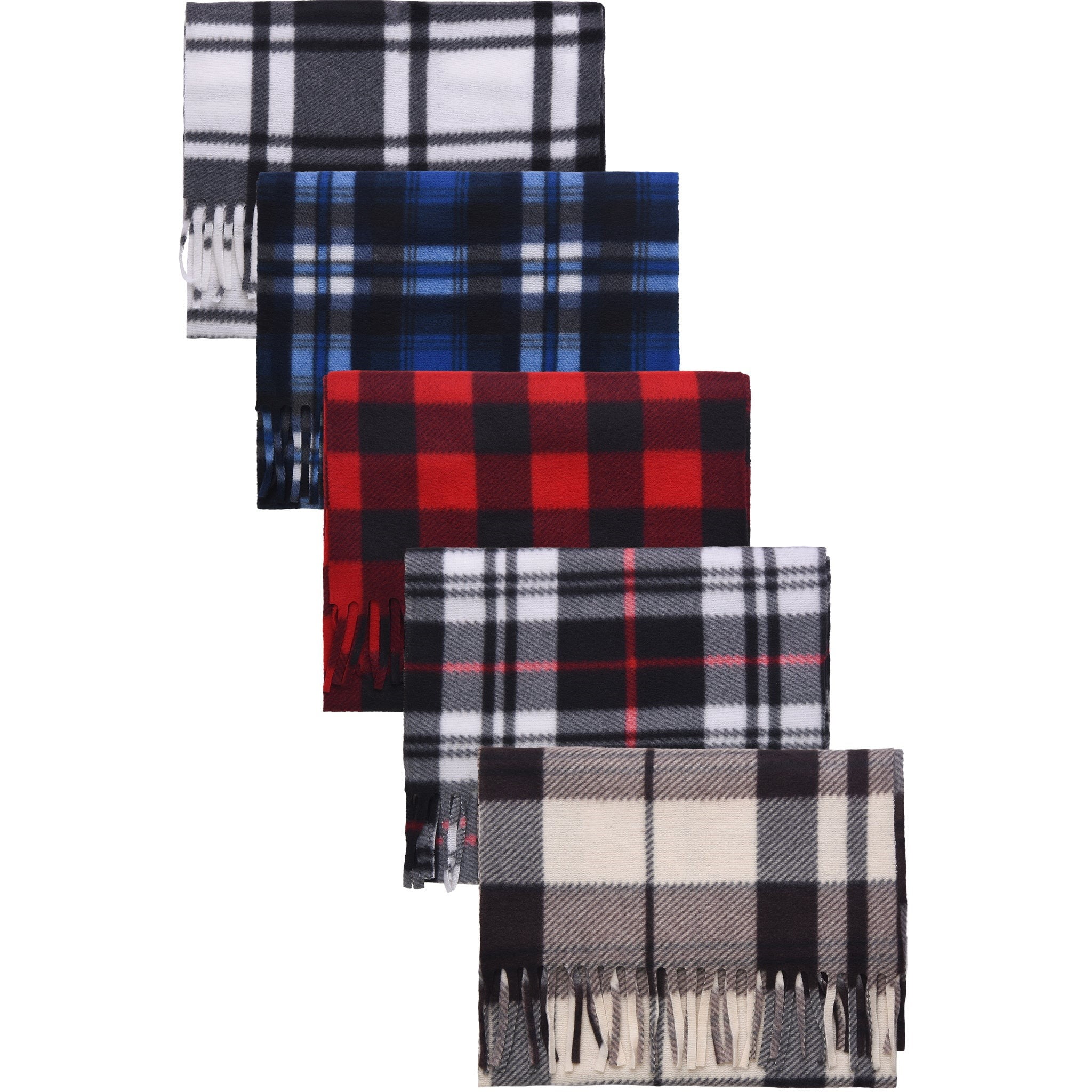 6-Pack Mens Polyester Plaid Check Muffler Scarf, Plaid Multi-Colors ...