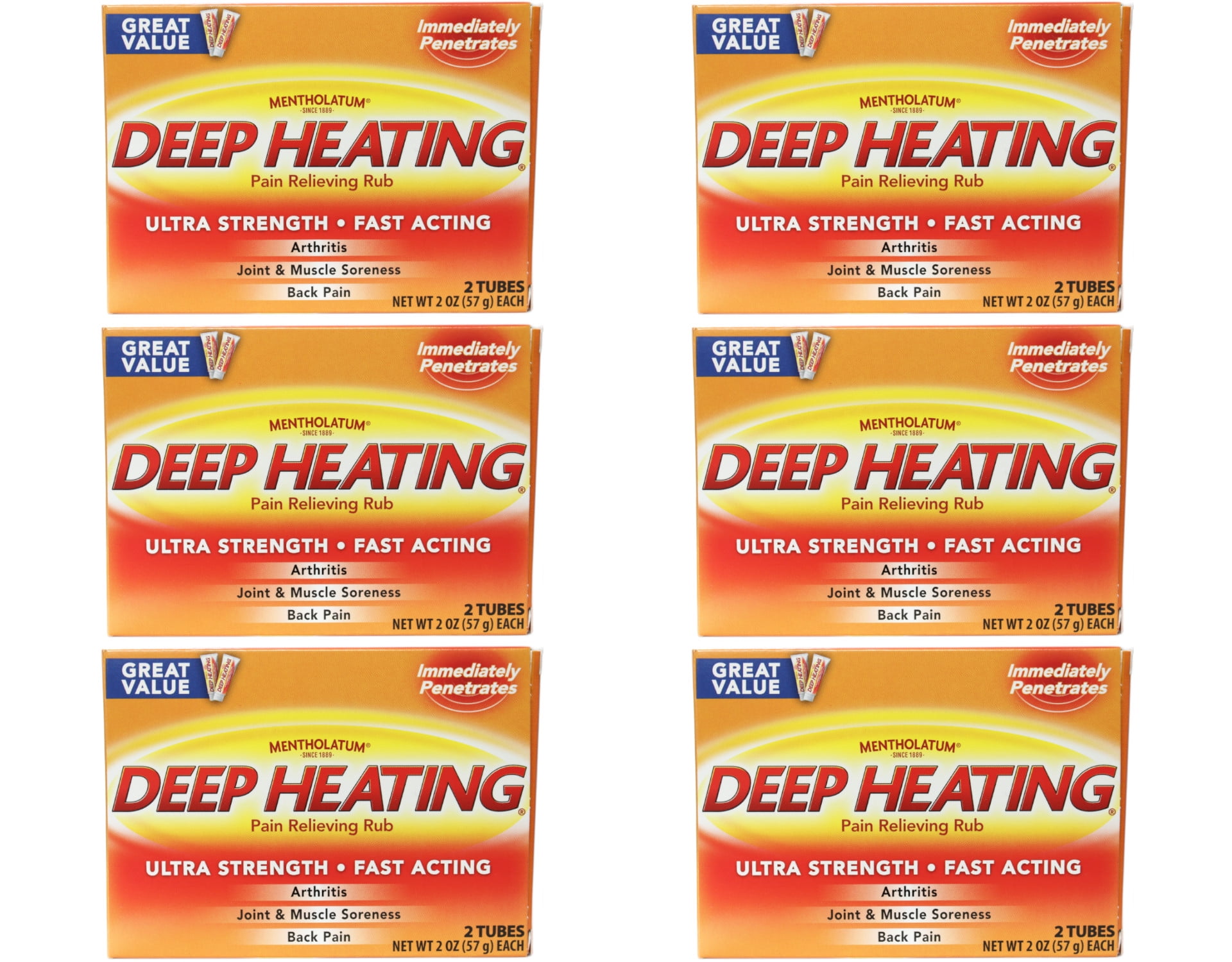 Mentholatum 6 Pack - Ultra Strength Muscle Relief Rub, Deep Heating ...