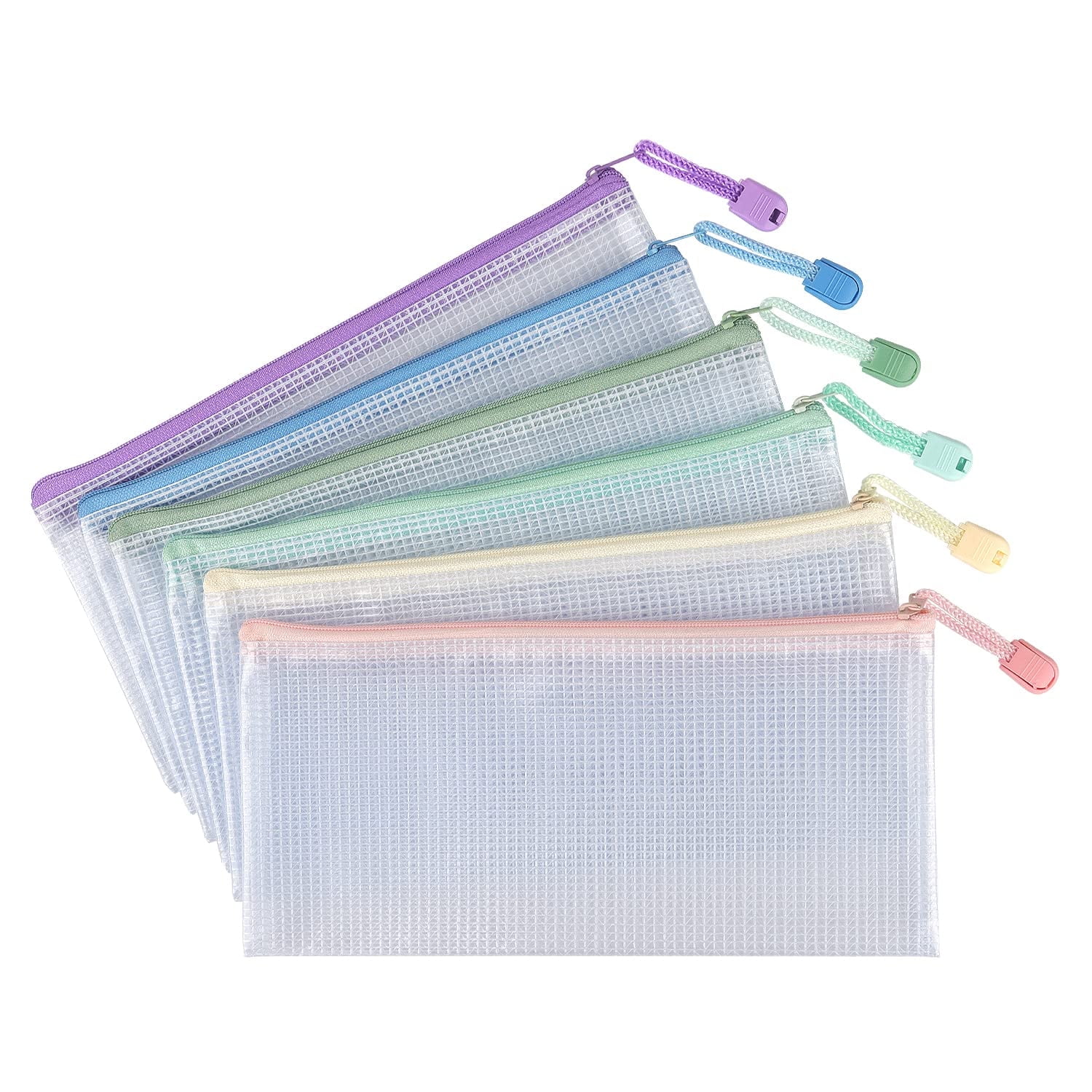6 Pack Mesh Pencil Pouch Waterproof Bags Plastic Zipper Pouch A6 Size ...