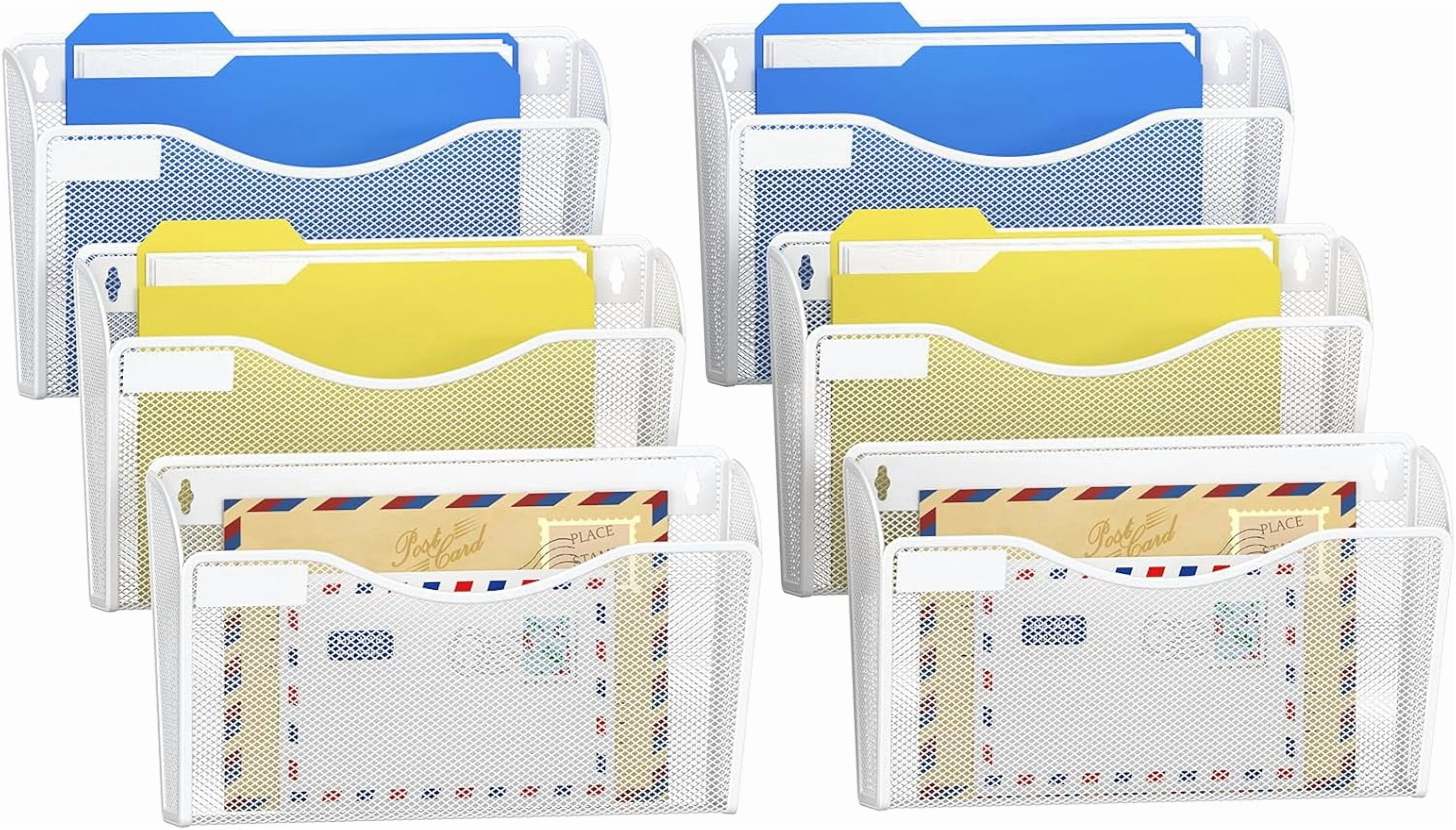 6 Pack Mesh Wall Mounted File Holder Metal Wall File Pocket Mail ...
