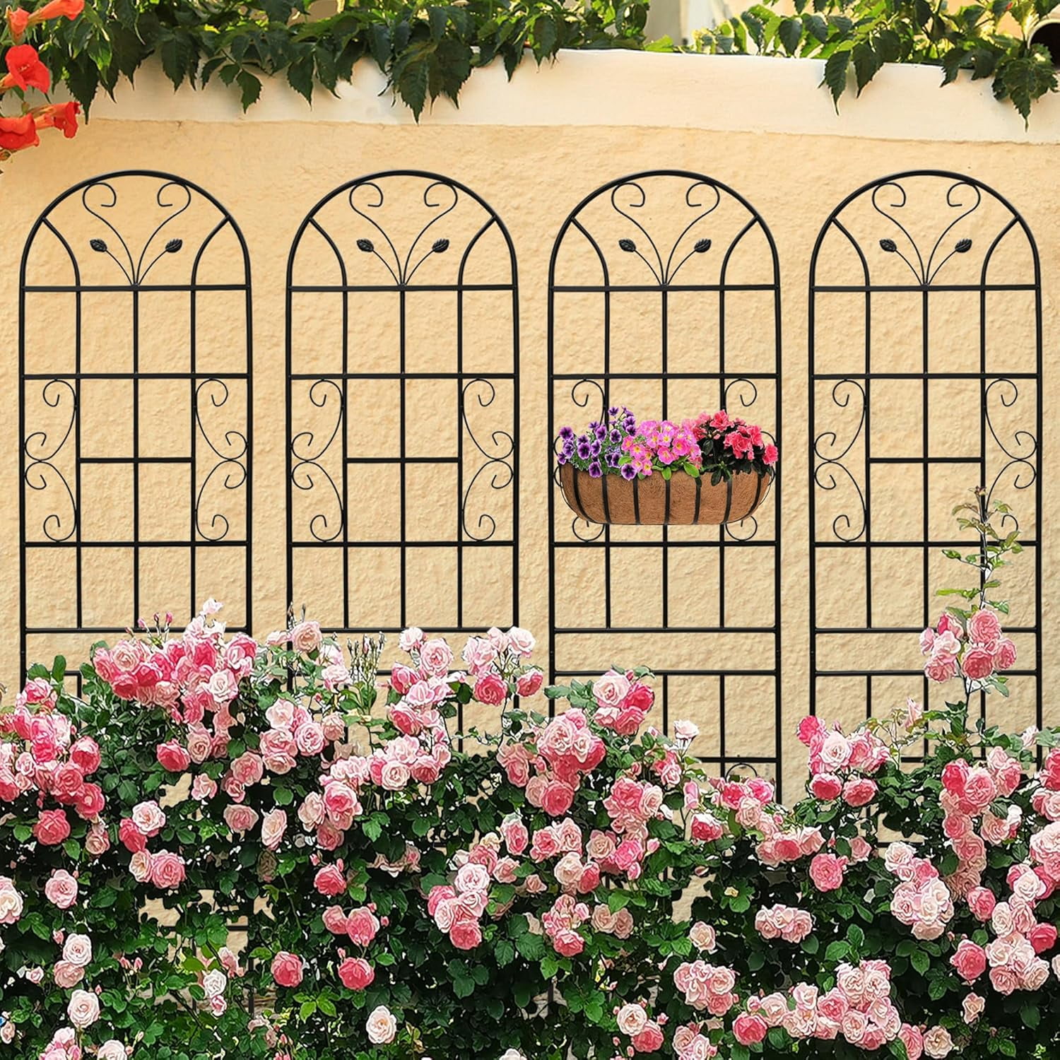6 Pack Metal Garden Trellis Tall Outdoor Climbing Support for Roses ...