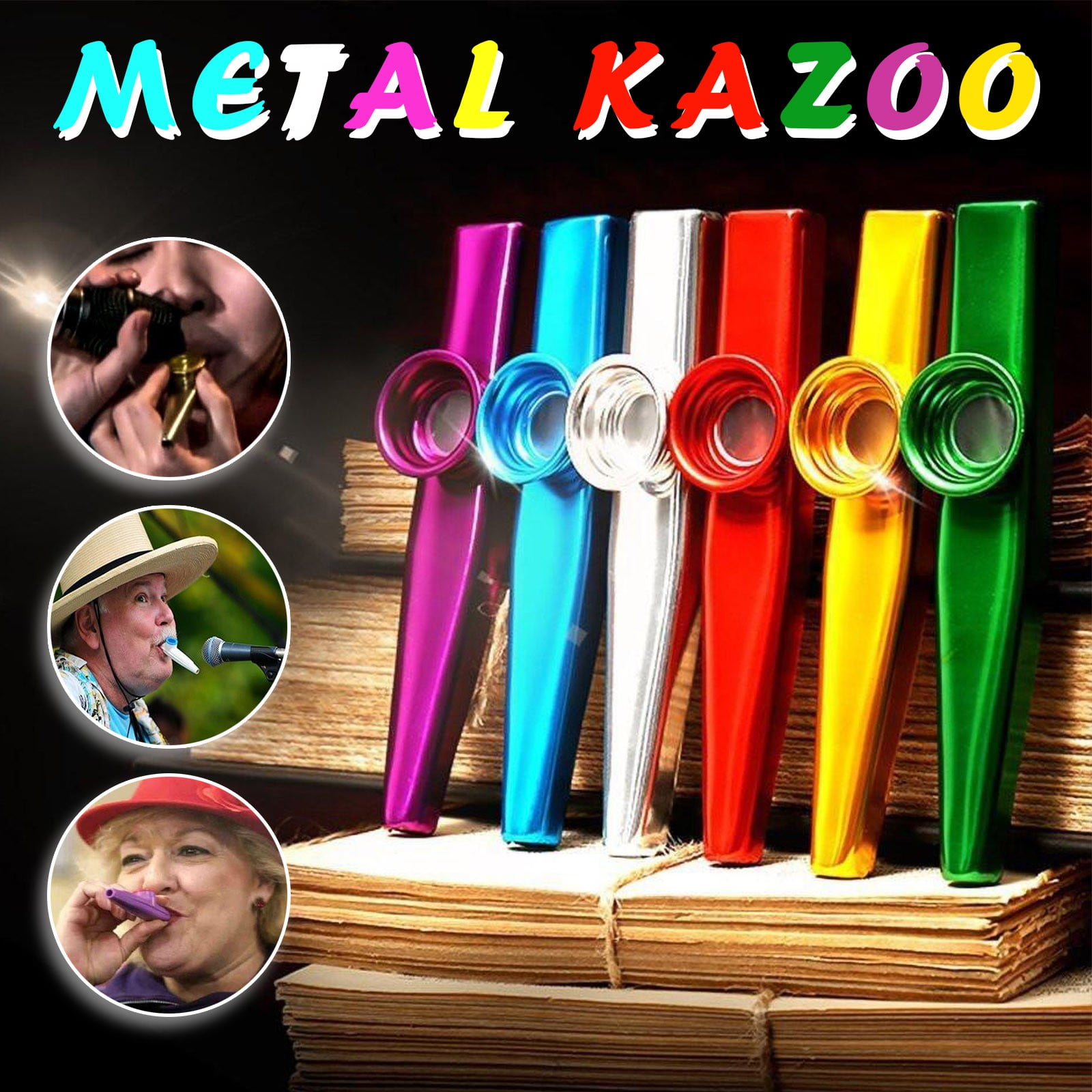 6-Pack Metal Kazoos for Kids & Adults - Musical Instruments for Guitar ...