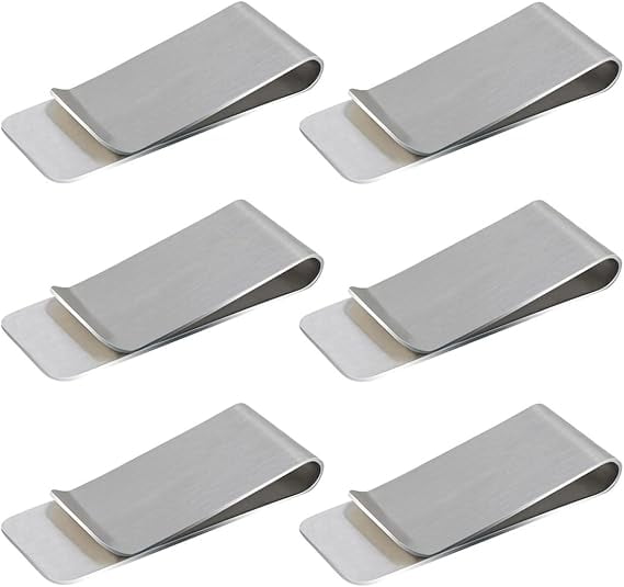 6-Pack Metal Money Clips - Slim Stainless Steel Cash Holder for Men ...