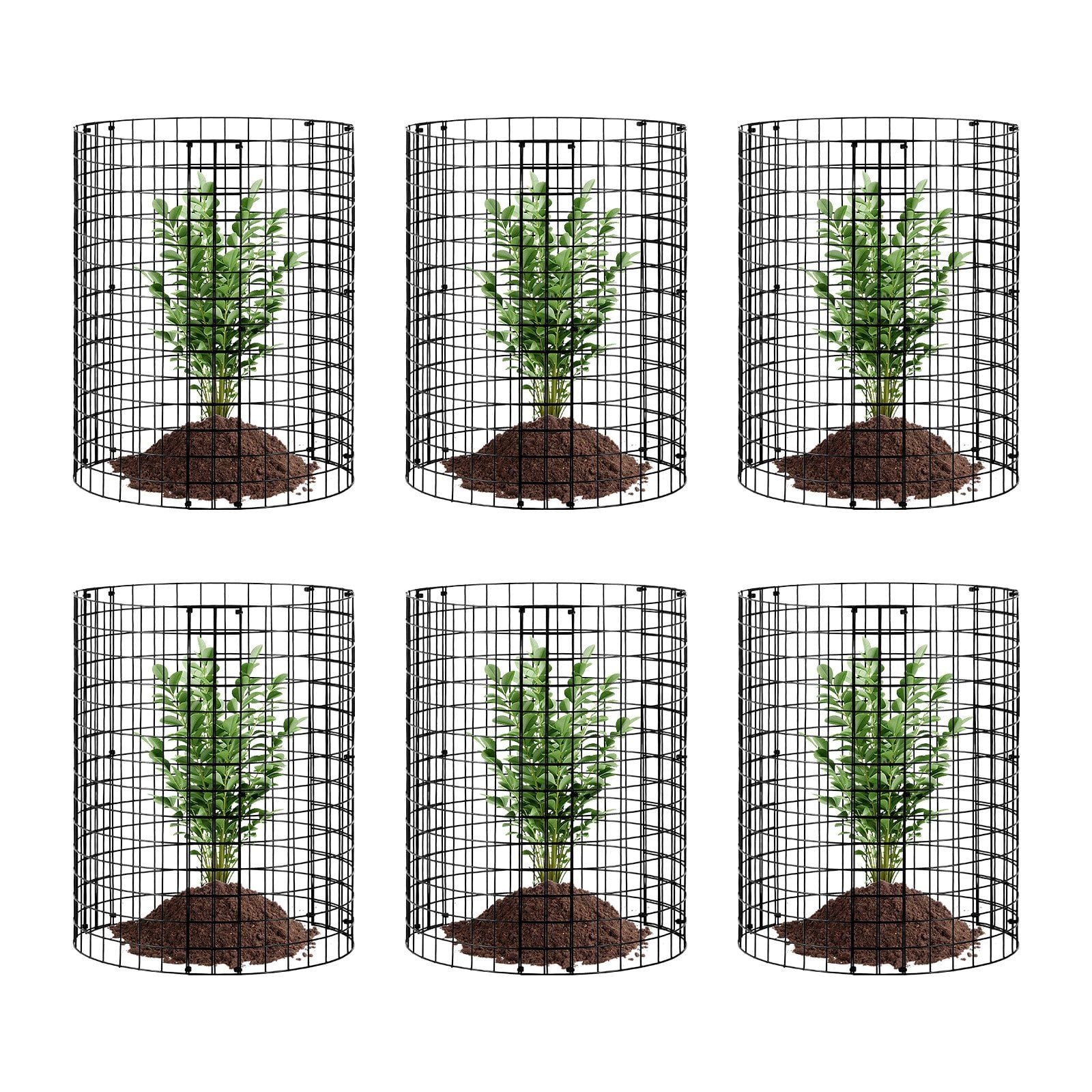 6-Pack Metal Plant Cages, 12.6'' Diameter x 14'' Height - Animal Proof ...