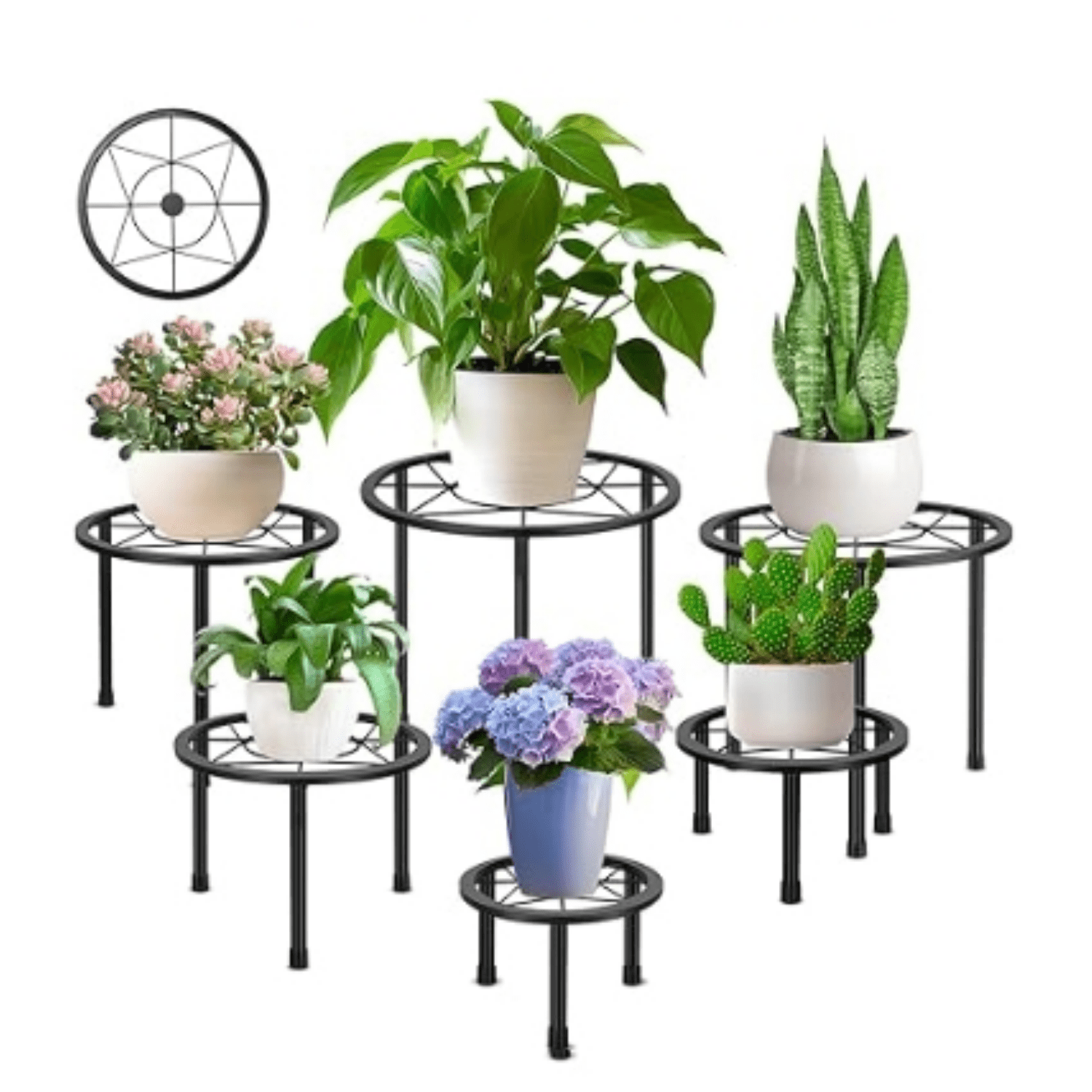 6 Pack Metal Plant Stands, Heavy Duty Plant Stand for Indoor Outdoor ...