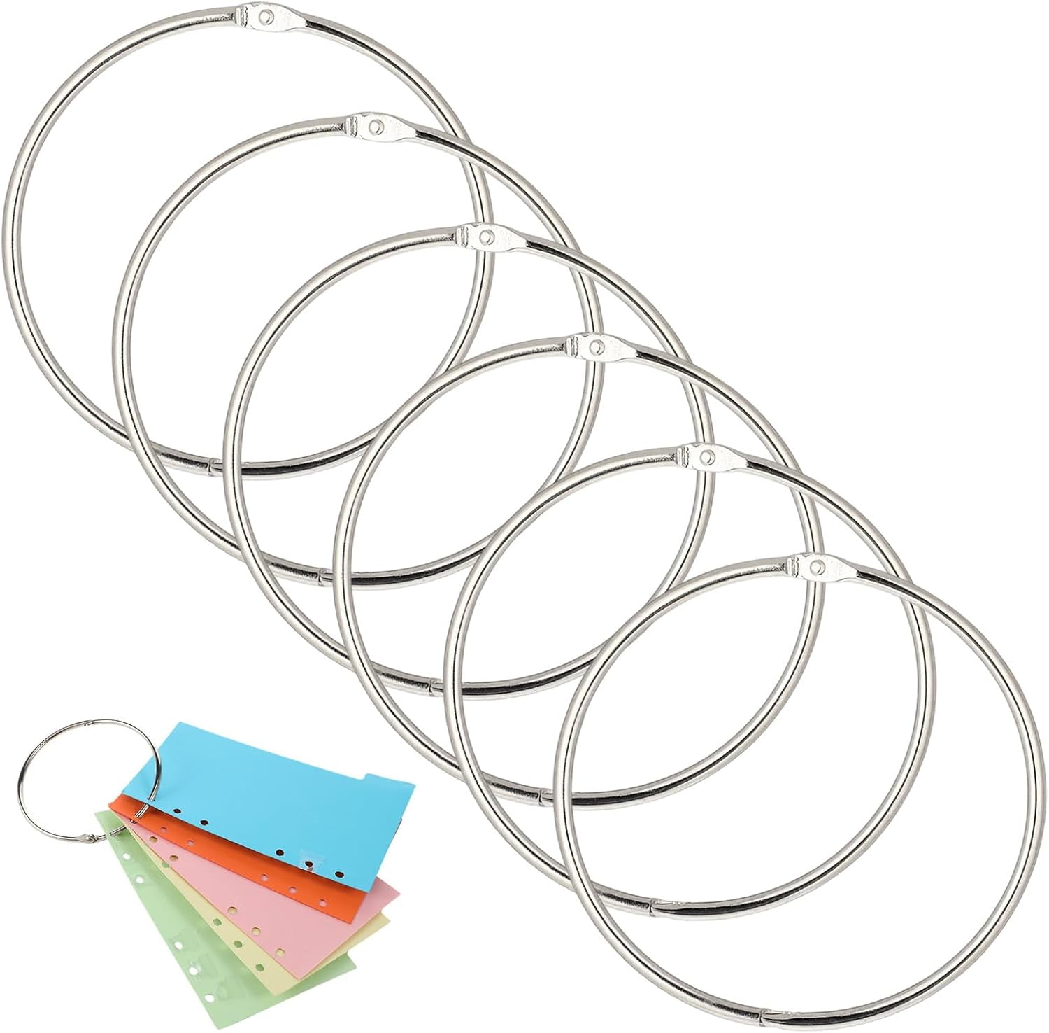 6 Pack Metal Rings for Index Cards 4 inch Large Binder Book Rings ...