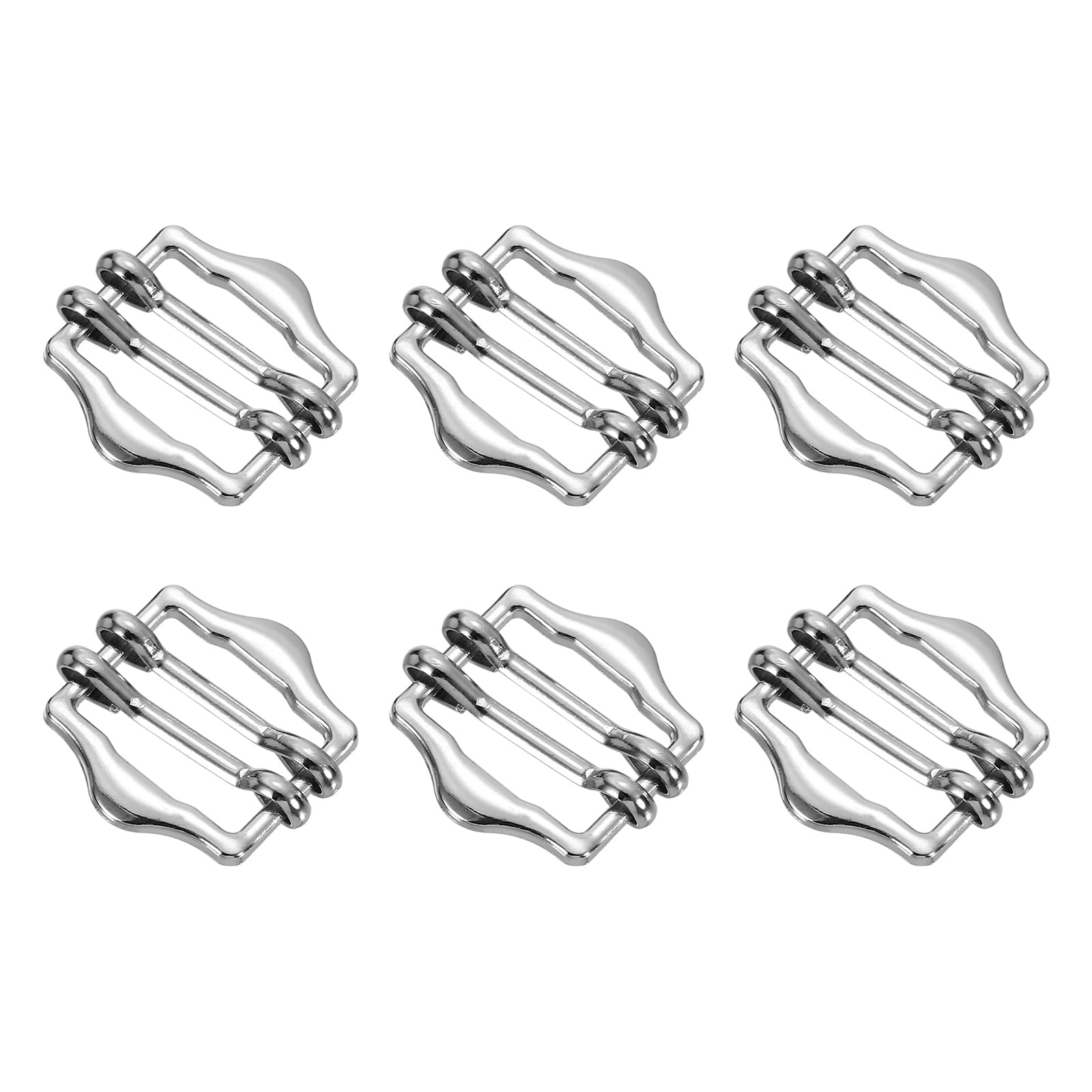 6 Pack Metal Slide Buckles, 15mm Double-Pin Webbing Strap Roller ...