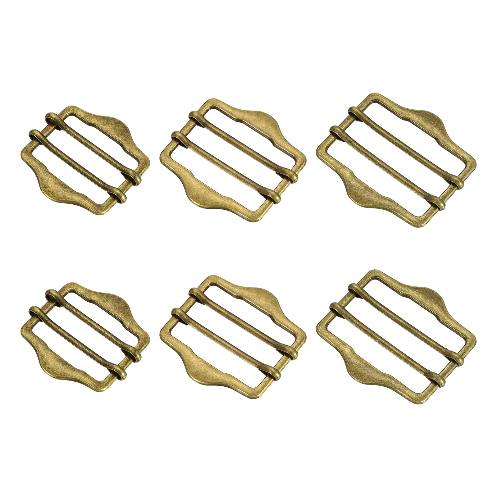 6 Pack Metal Slide Buckles, 3 Sizes Double-Pin Webbing Strap Roller ...