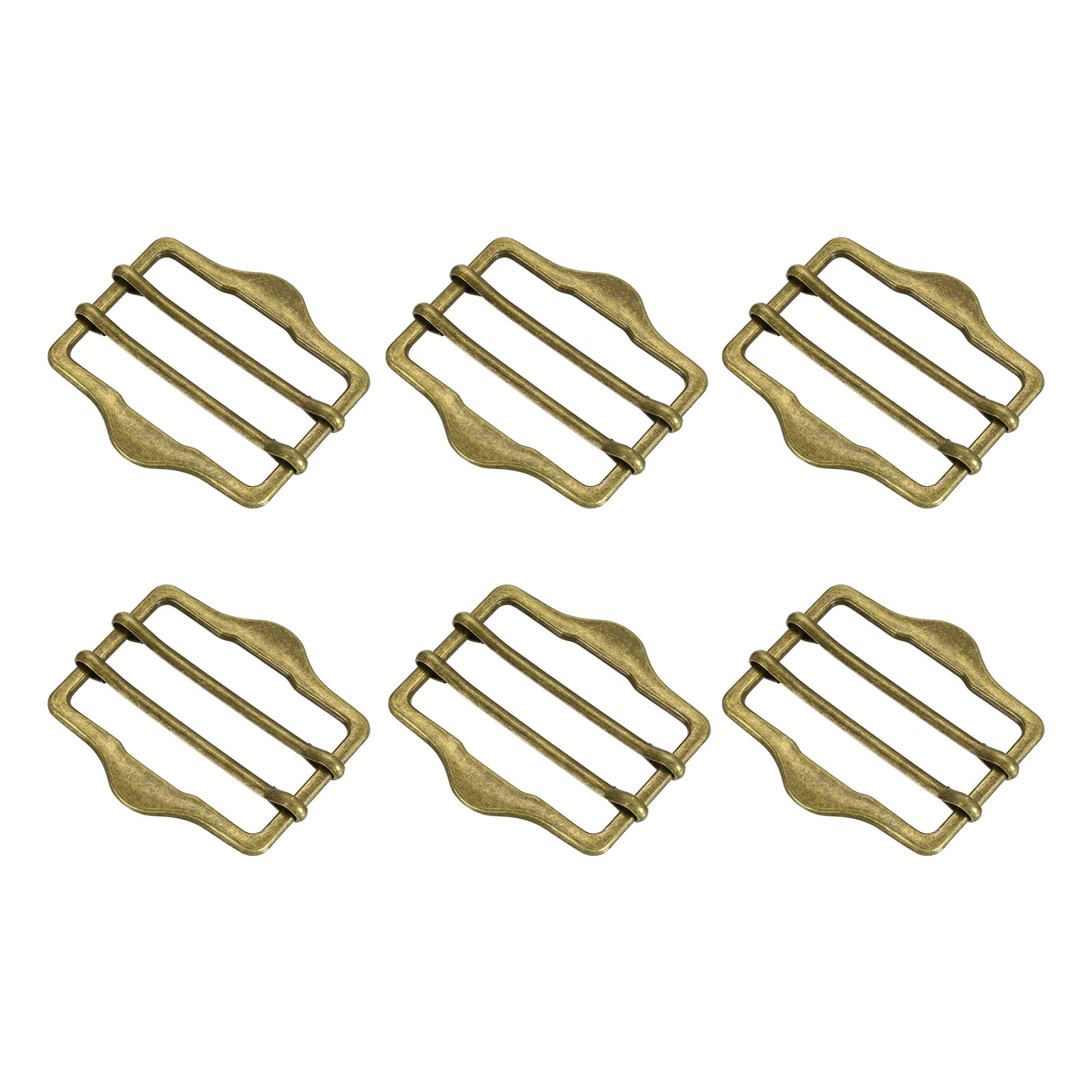 6 Pack Metal Slide Buckles, 40mm Double-Pin Webbing Strap Roller ...