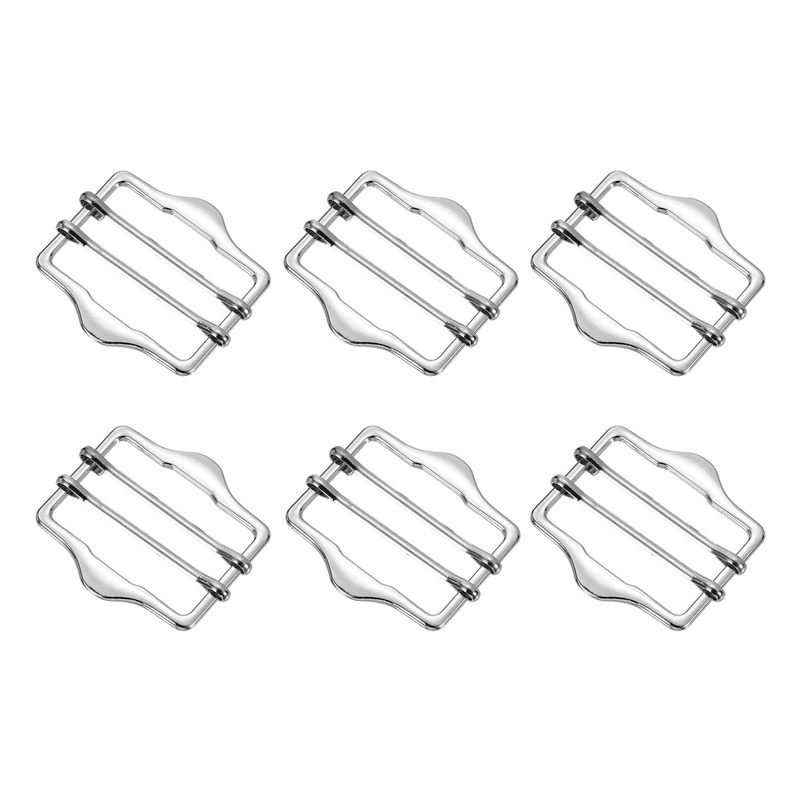 6 Pack Metal Slide Buckles, 40mm Double-Pin Webbing Strap Roller ...