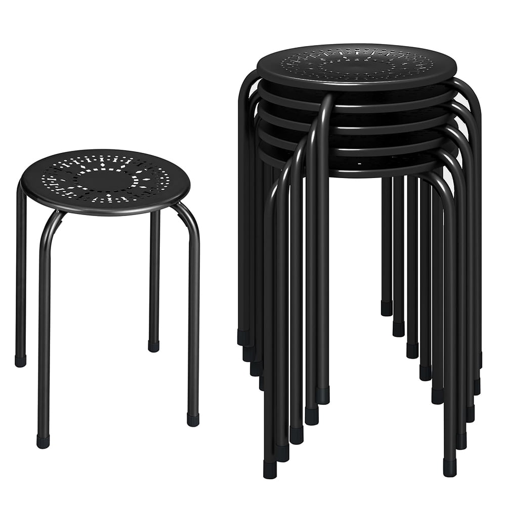 6-Pack Metal Stackable Stools, 17.5’’ Backless Nesting Stools with ...