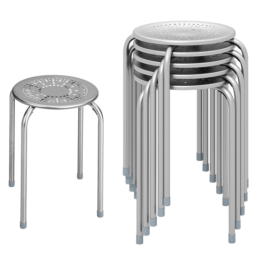 6-Pack Metal Stackable Stools, 17.5’’ Backless Nesting Stools with ...
