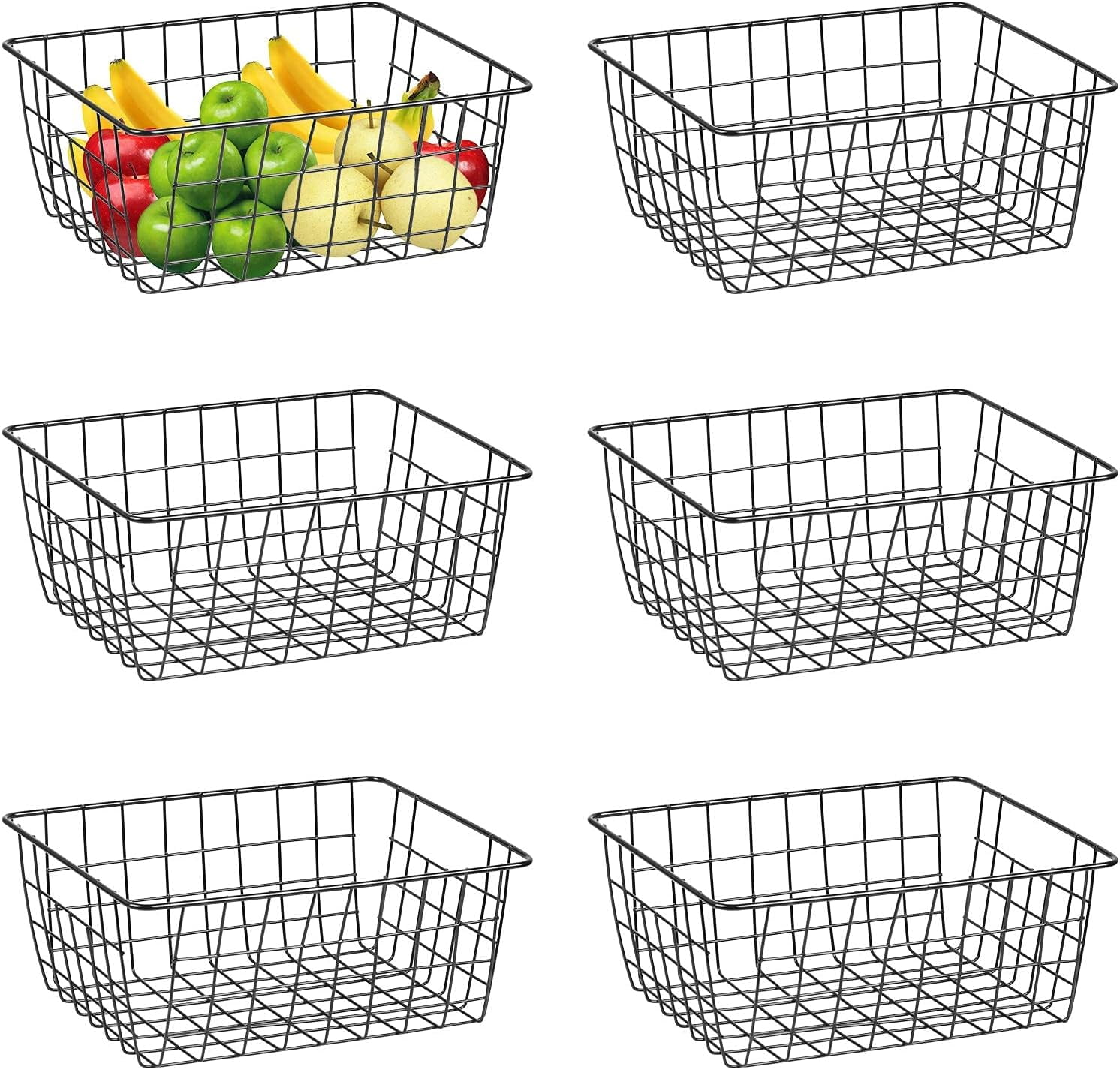 6 Pack Metal Wire Baskets Storage Bin Organizer for Food Pantry ...