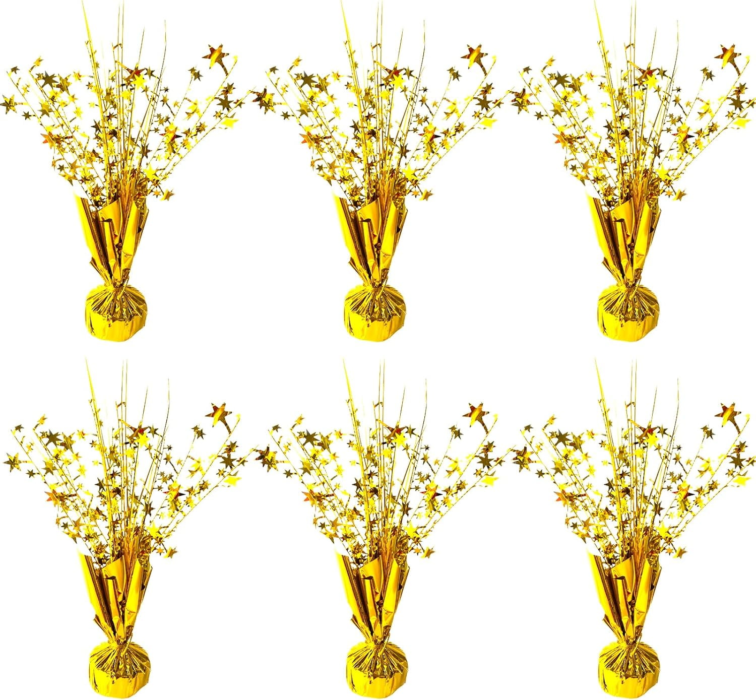 6 Pack Metallic Foil Spray Centerpiece Star Table Decoration Burst ...