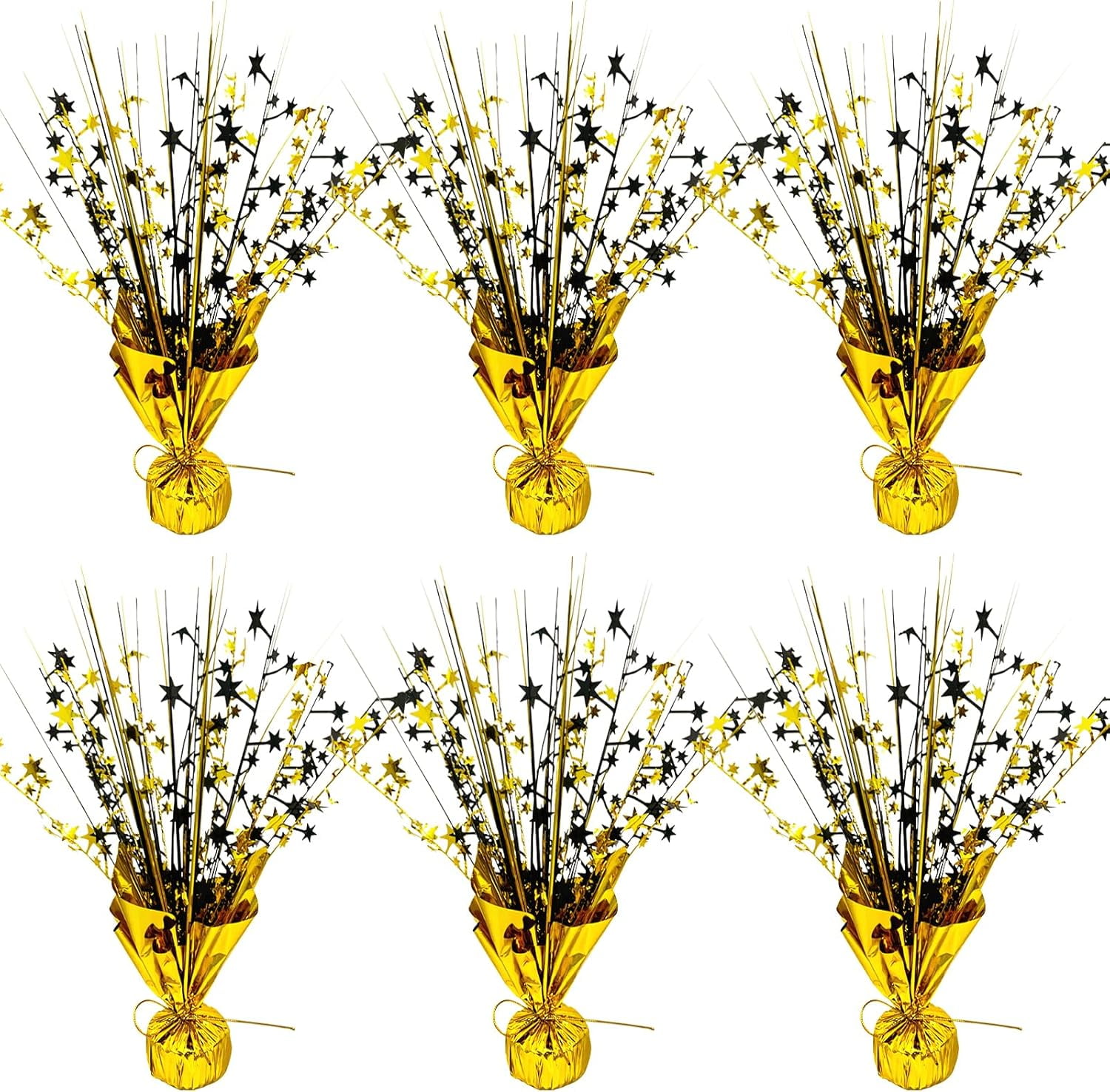 6 Pack Metallic Foil Spray Centerpiece Star Table Decoration Burst Table Centerpieces for ...
