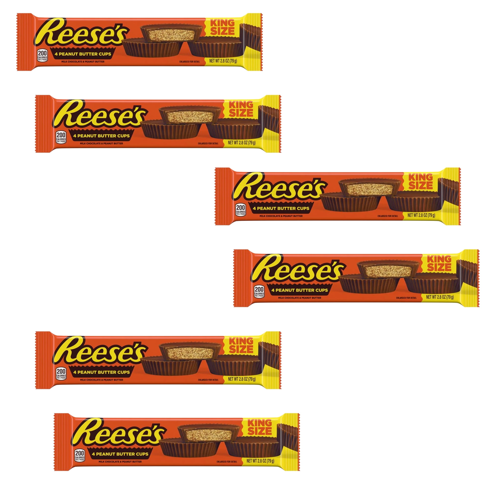 6 Pack Milk Chocolate King-Size Peanut Butter Cups-A Perfect Crunchy ...