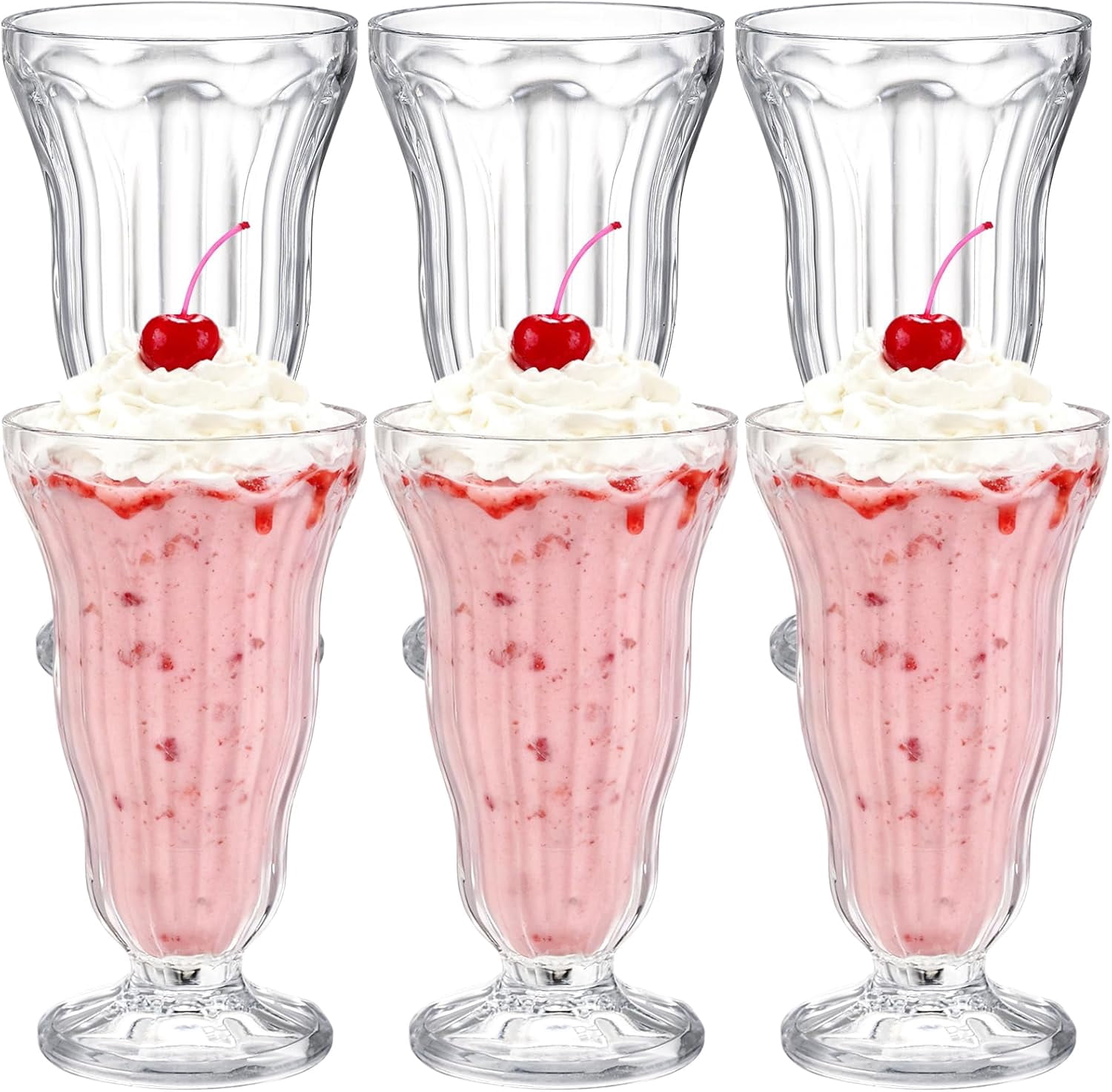 6 Pack Milkshake Glasses, 15 OZ Plastic Old Fashioned Soda Glass ...