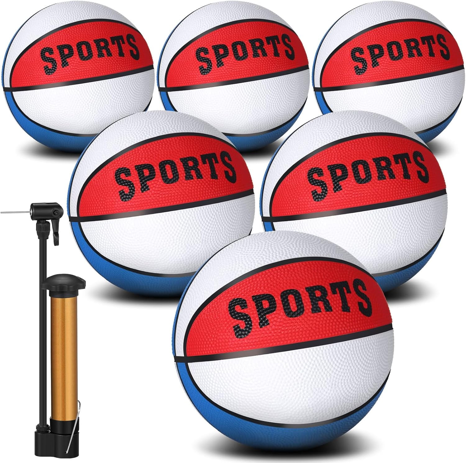 6 Pack Mini Basketball with Pump 7 Inch Size 3 Inflatable Toy ...