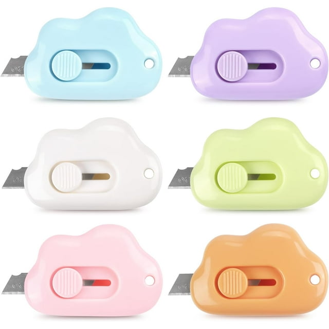 6 Pack Mini Box Cutter Cloud Utility Retractable Art Knives Letter ...