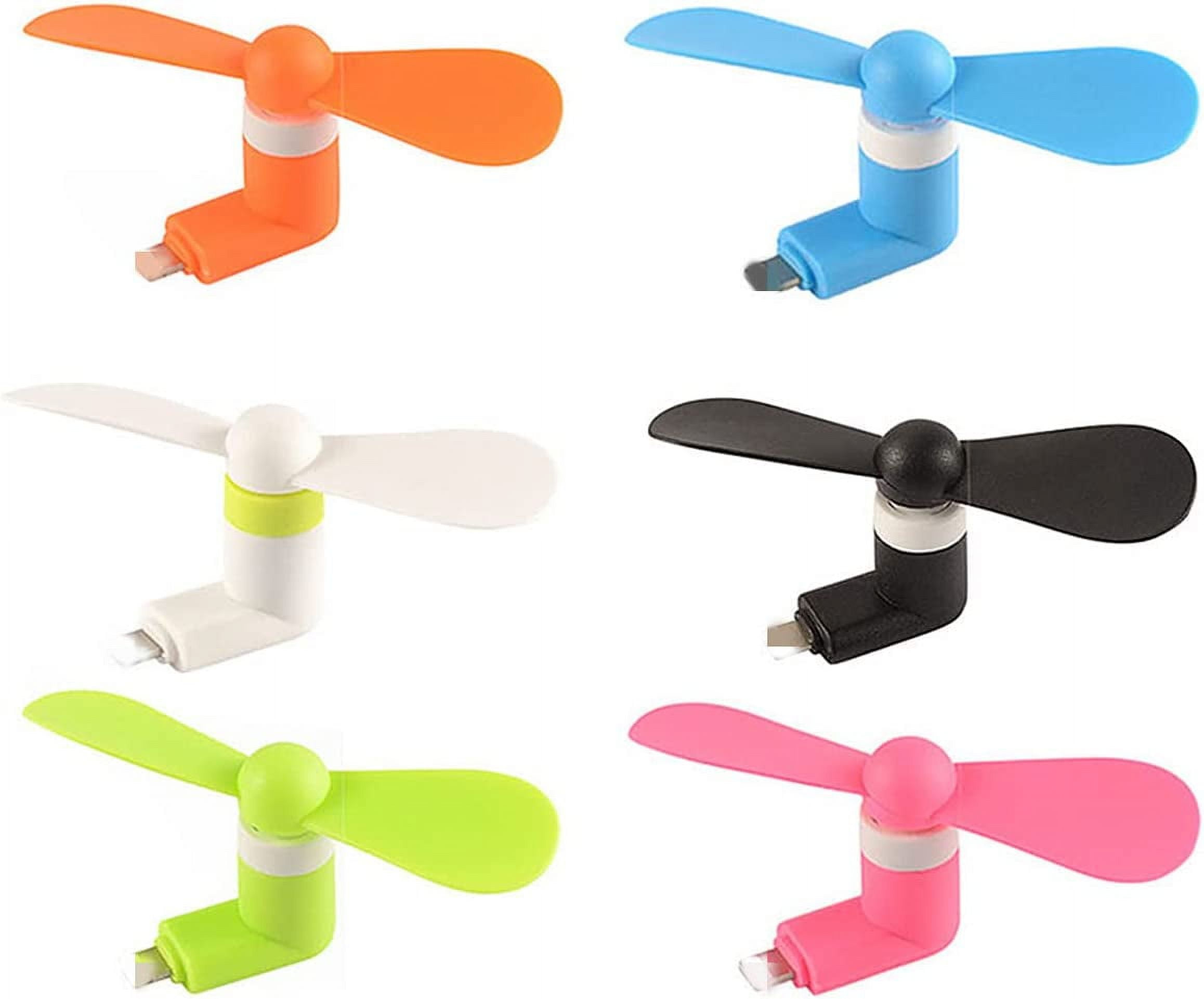 6-Pack Mini Cell Phone Fan, Colorful & Powerful Fan Compatible with ...