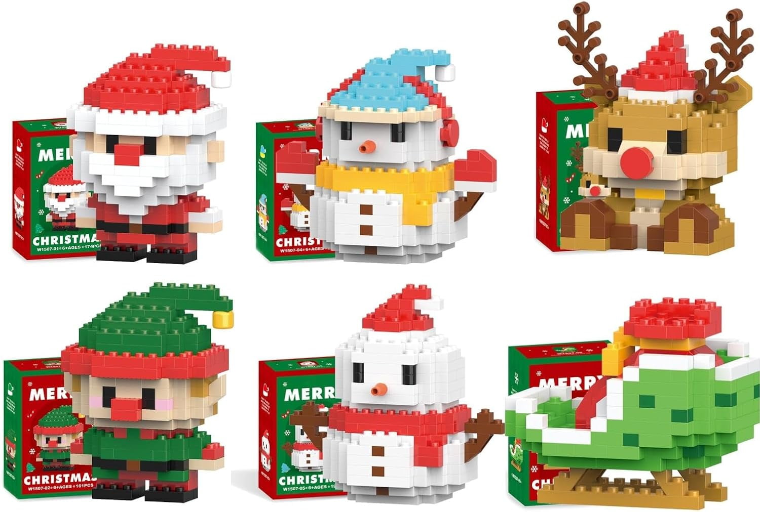 6 Pack Mini Christmas Building Blocks Set, Compatible Bricks with Santa ...