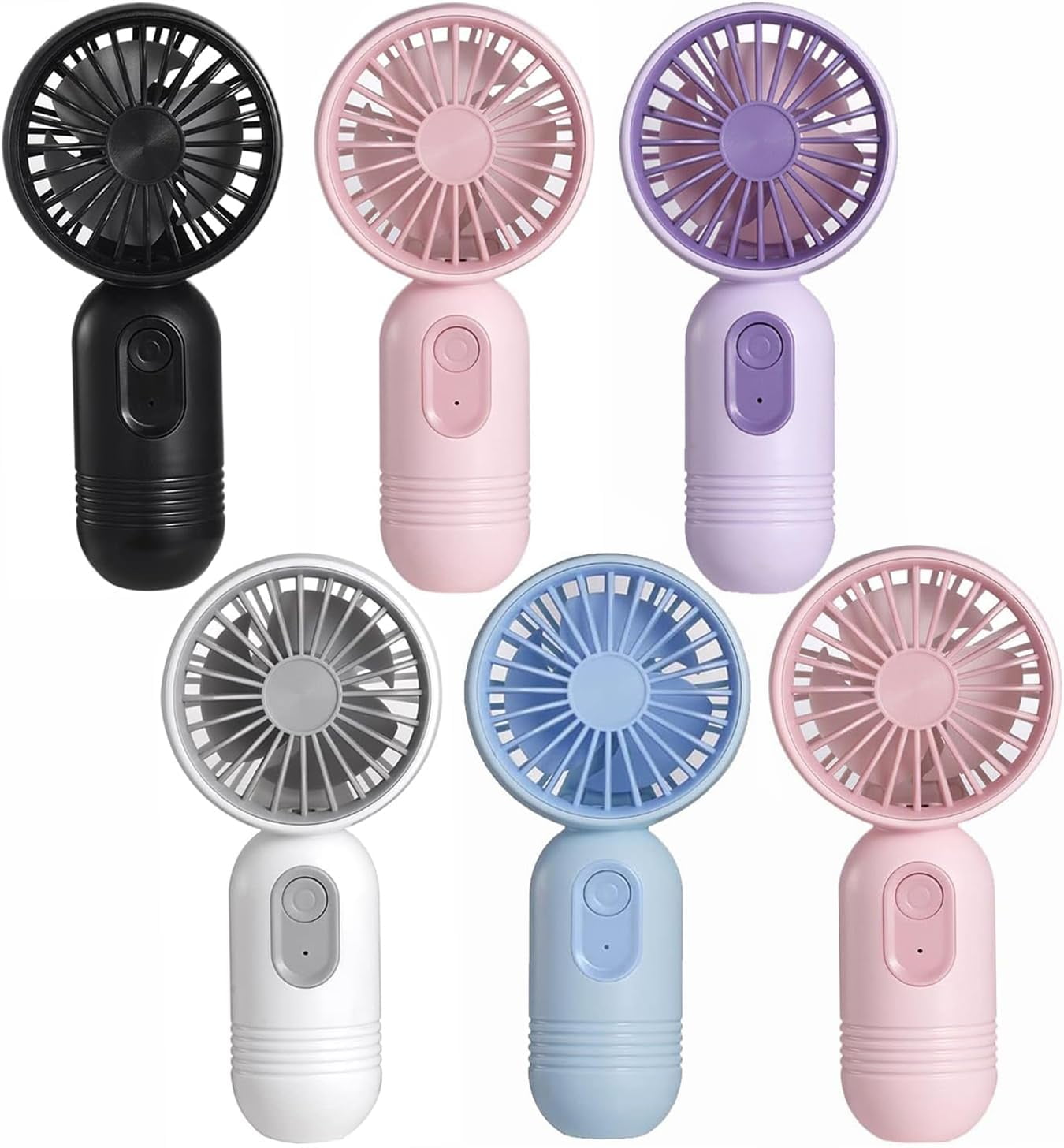 6 Pack Mini Handheld Fan, Portable USB Rechargeable Small Personal Fan ...