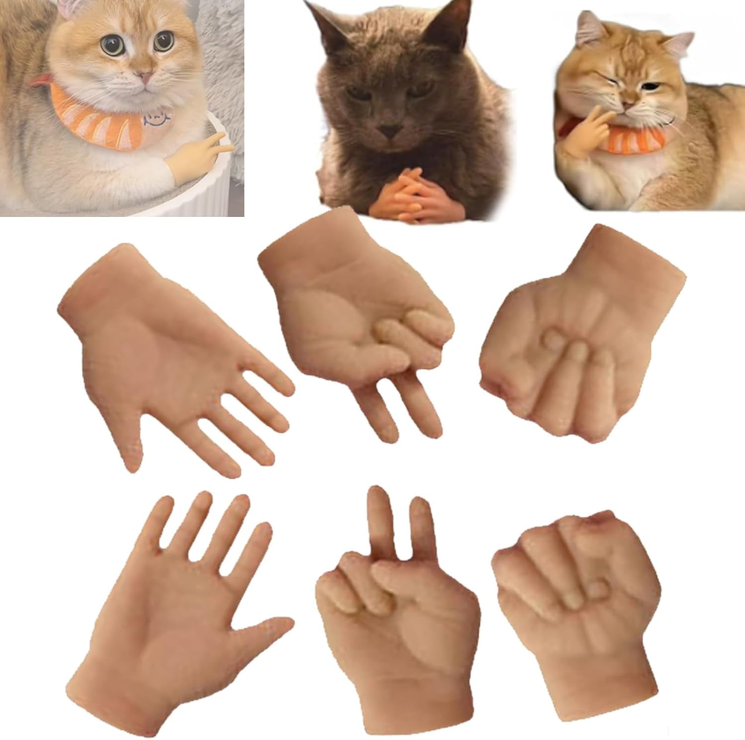 6 Pack Mini Hands for Cats, Tiny Hands for Cats, Mini Finger Puppets ...