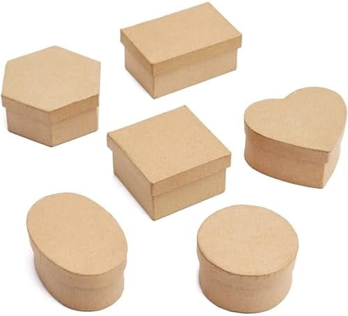 6 Pack Mini Paper Mache Gift Boxes with Lids for DIY Craft, Storage (6 ...