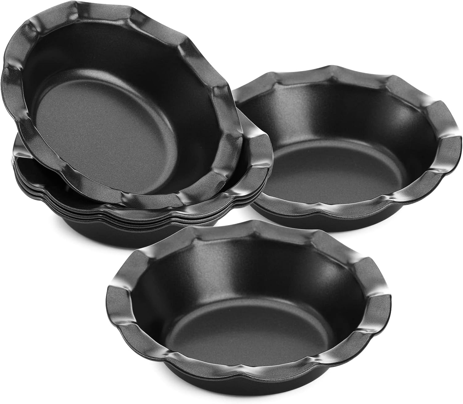6 Pack Mini Pie Pan, Non-Stick Individual Pie Plate Baking Dish, 5 Inch ...