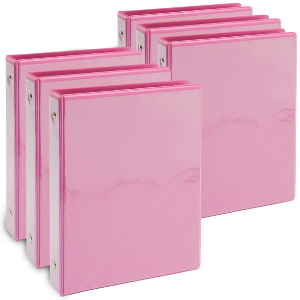 6 Pack Mini Pink 3 Ring Binder for 5.5 x 8.5-Inch Paper, 1-Inch Round ...