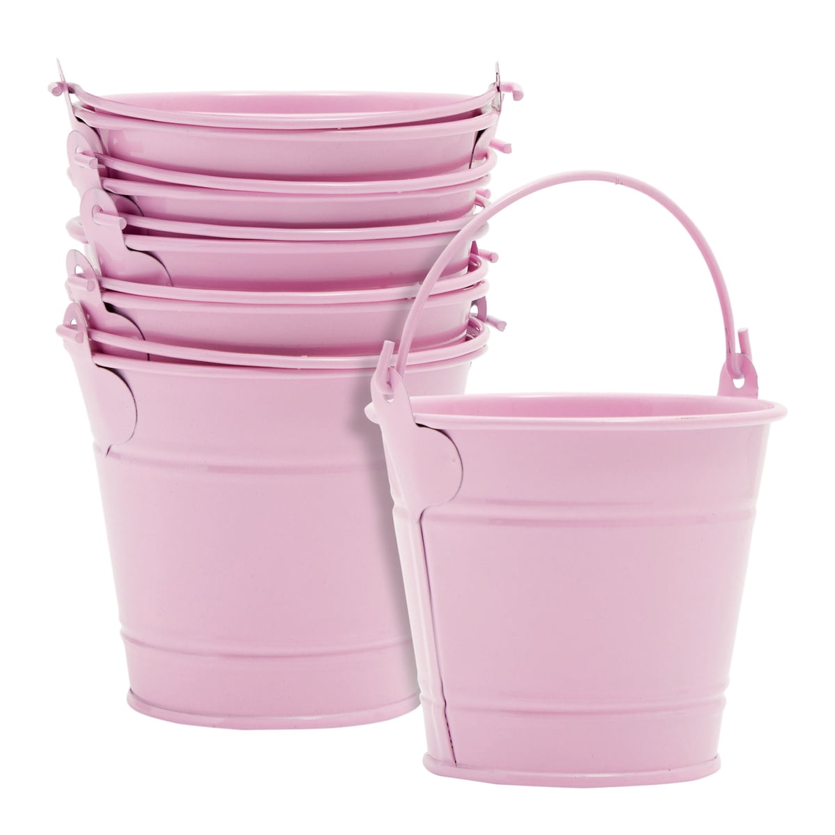 6 Pack Mini Pink Galvanized Metal Buckets Pail with Handle for Rustic ...