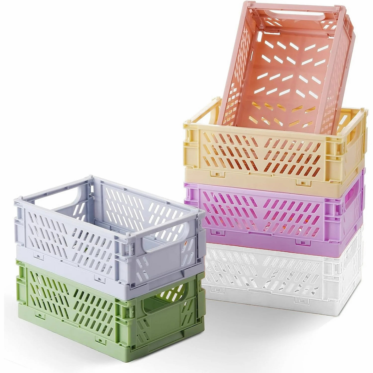 6-Pack Mini Plastic Crates,folding storage crate,Mini Plastic Baskets ...