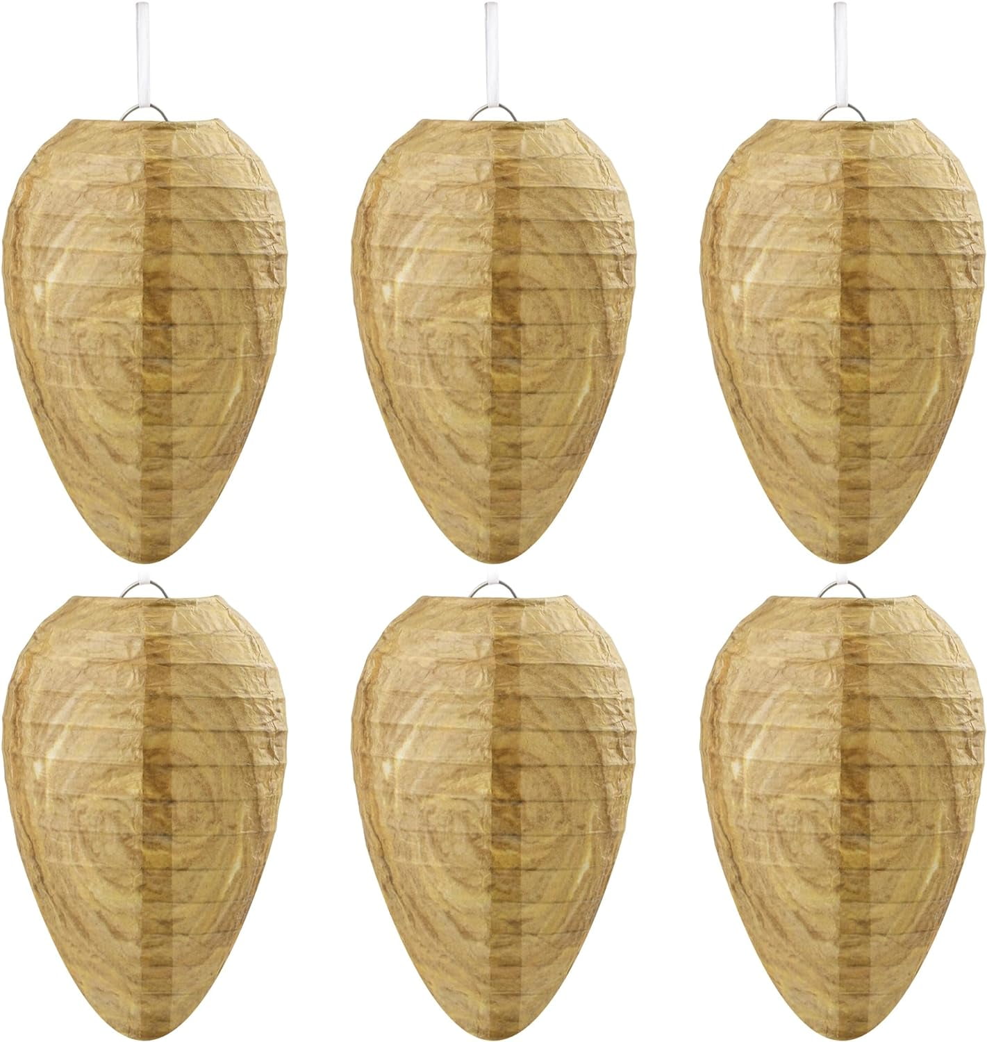 6 Pack Mini Size Paper Wasp Nest Decoy Hanging Fake Wasp Nest for Wasps ...