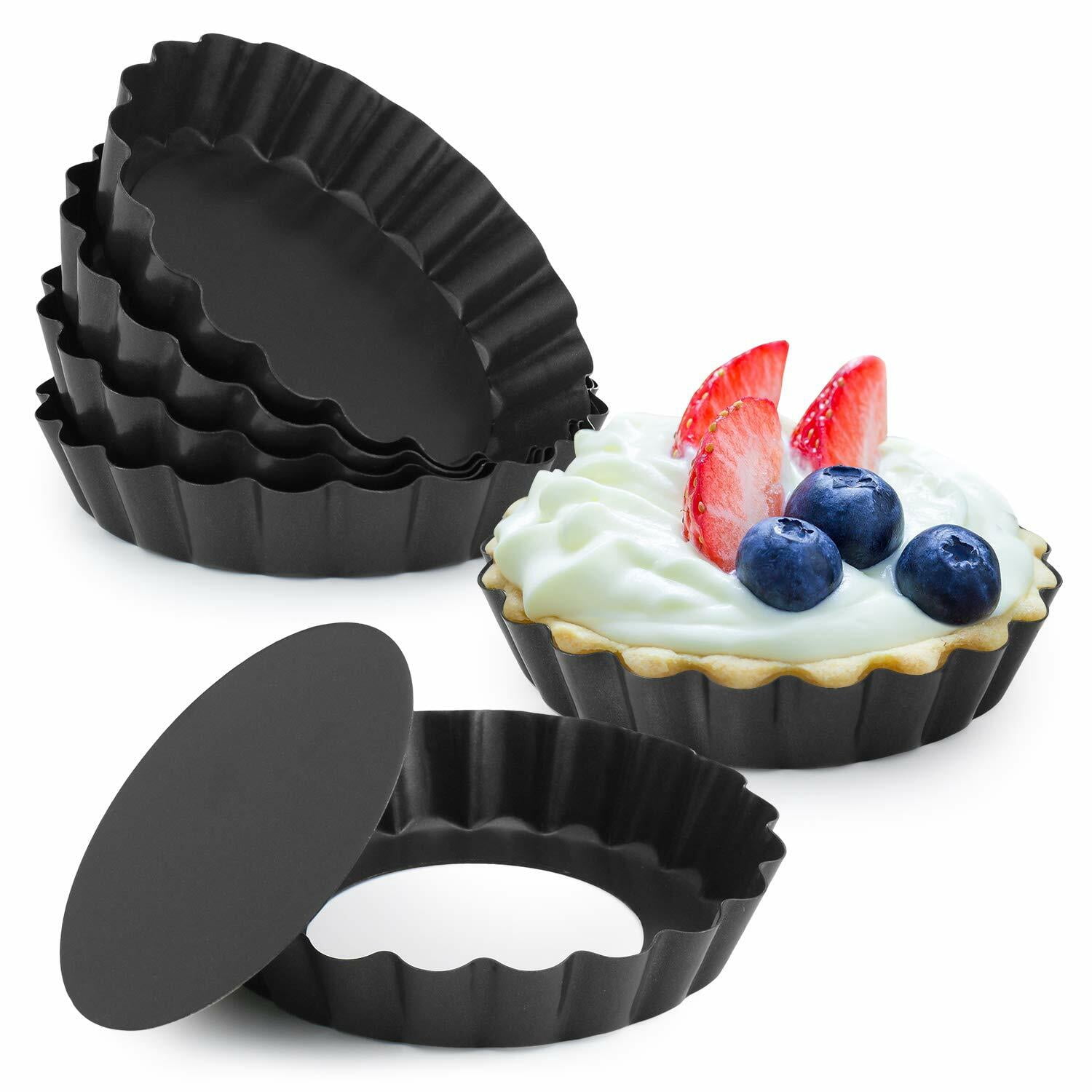 6 Pack Mini Tart Pans with Removable Bottom Round Nonstick Deep Quiche ...