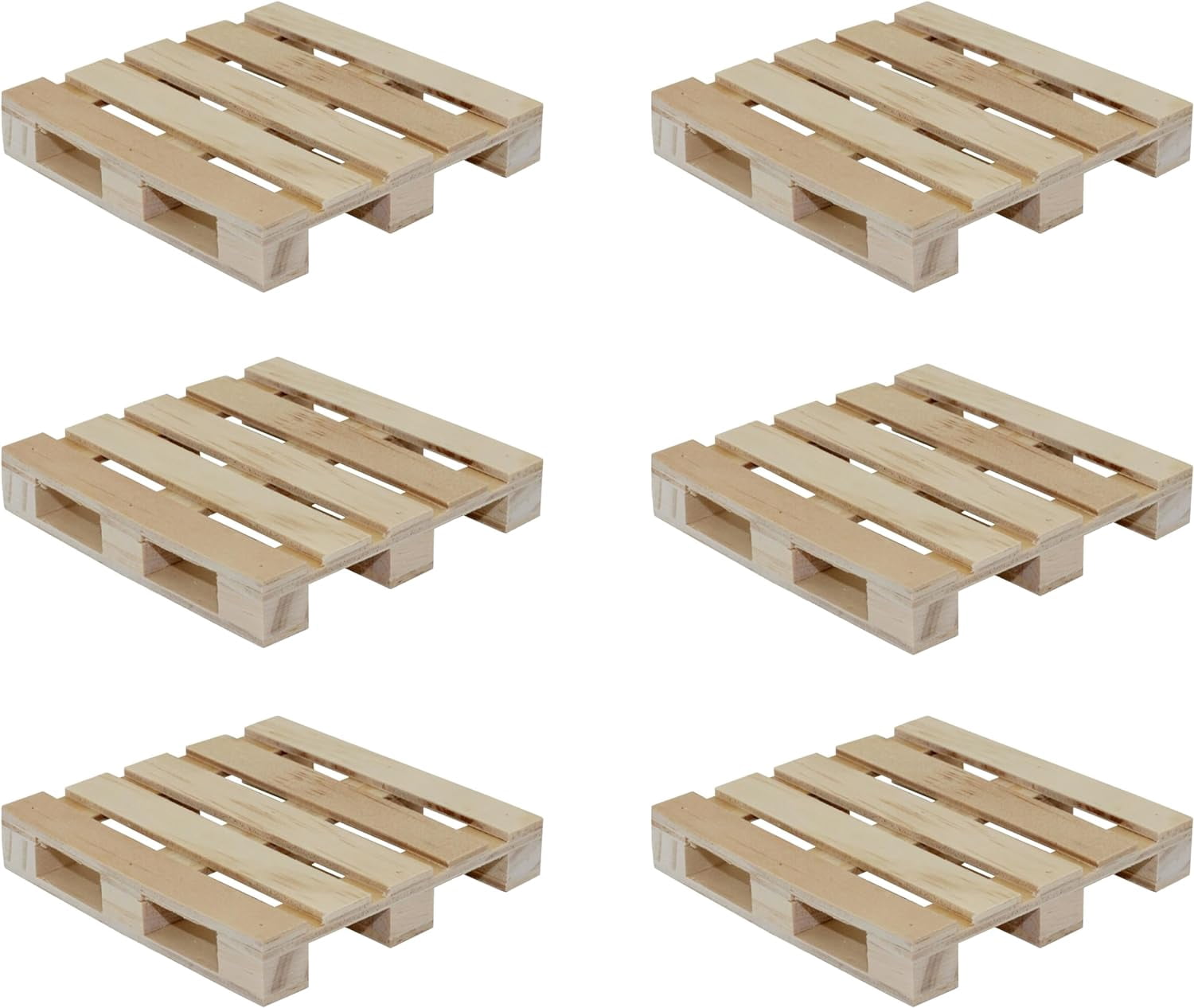 6-Pack Mini Wood Pallet Coasters for Beverages, Hot and Cold Drinks ...